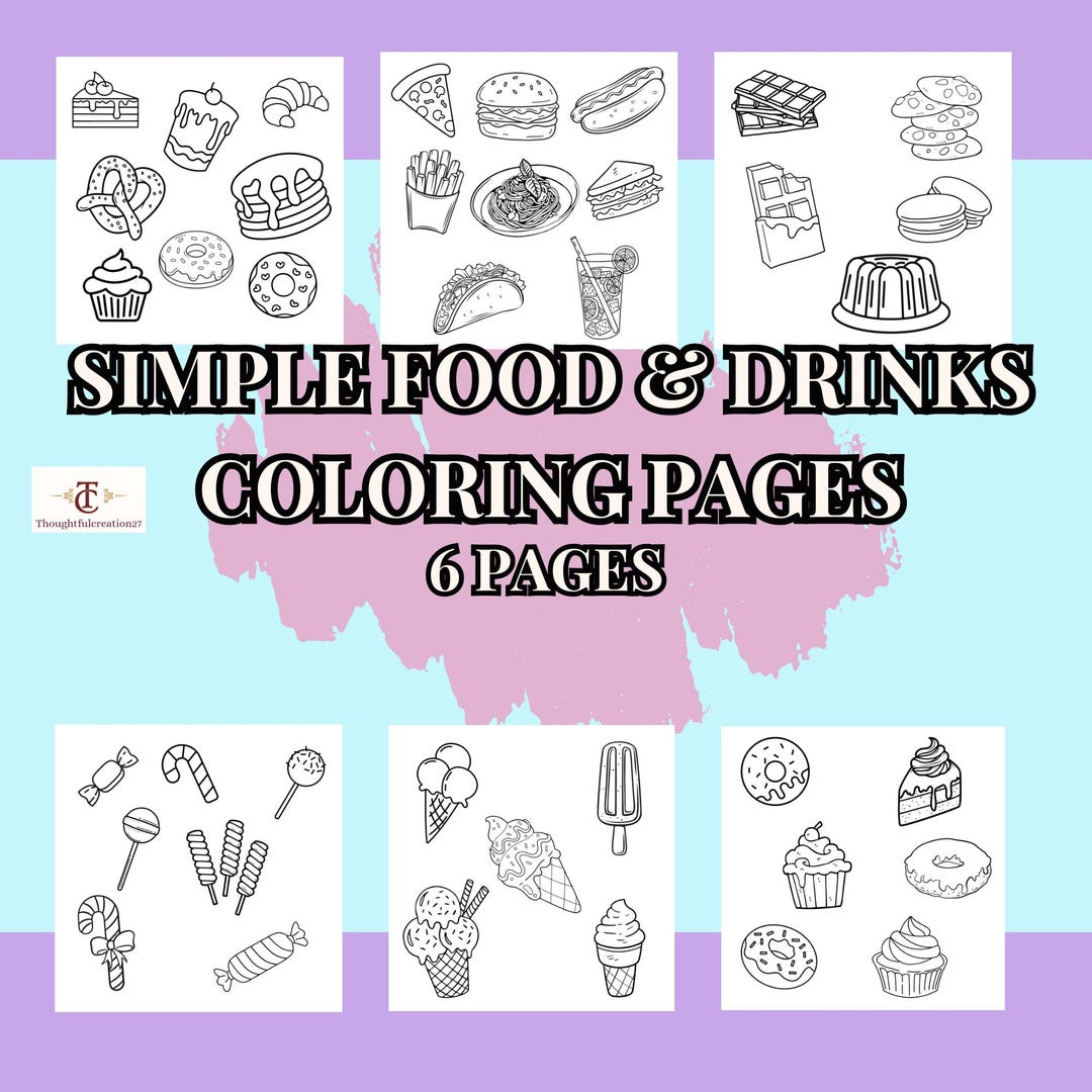 Food and Drinks Coloring Pages for Kids, Relaxing Coloring Pages for ...