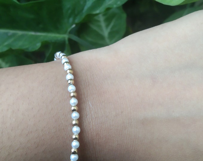 Pearl Stacking Collection Pearl Beaded Bracelets 14k Gold Bracelets ...