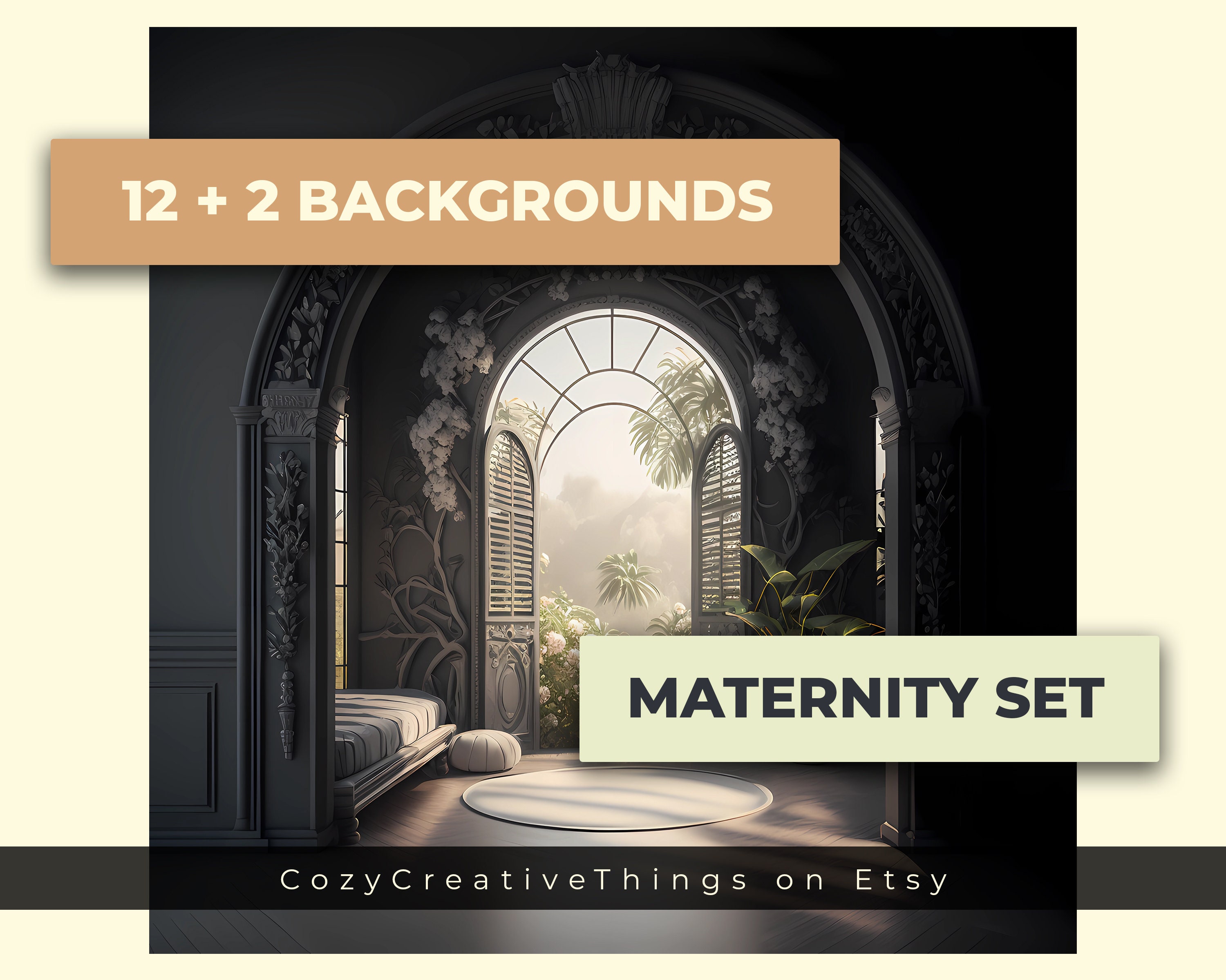 12 X Digital Backdrop, Digital Maternity Background, Floral Backdrop ...