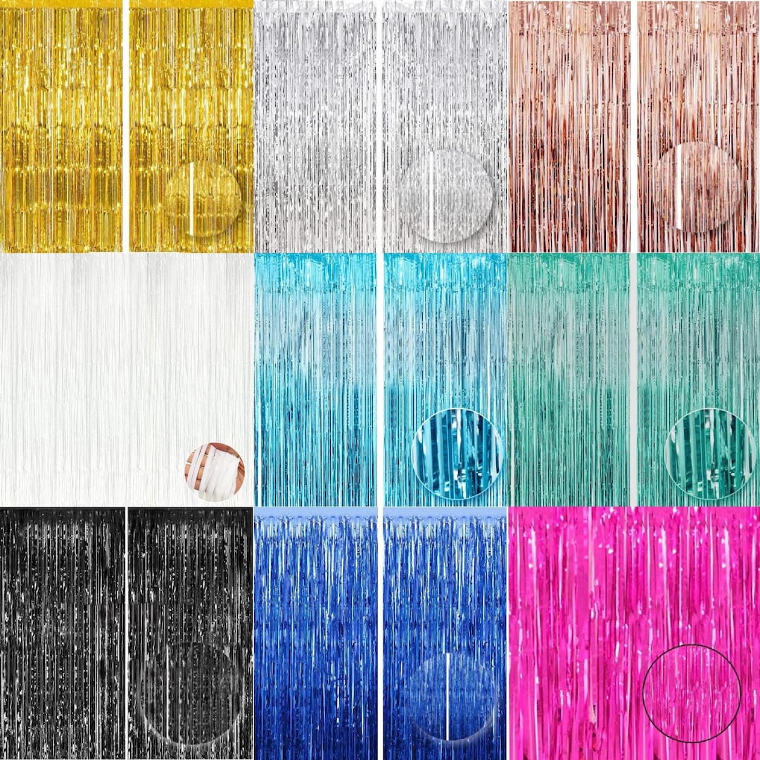 1M/2M Metallic Tinsel Foil Fringe Curtain for Birthday Wedding Baby ...