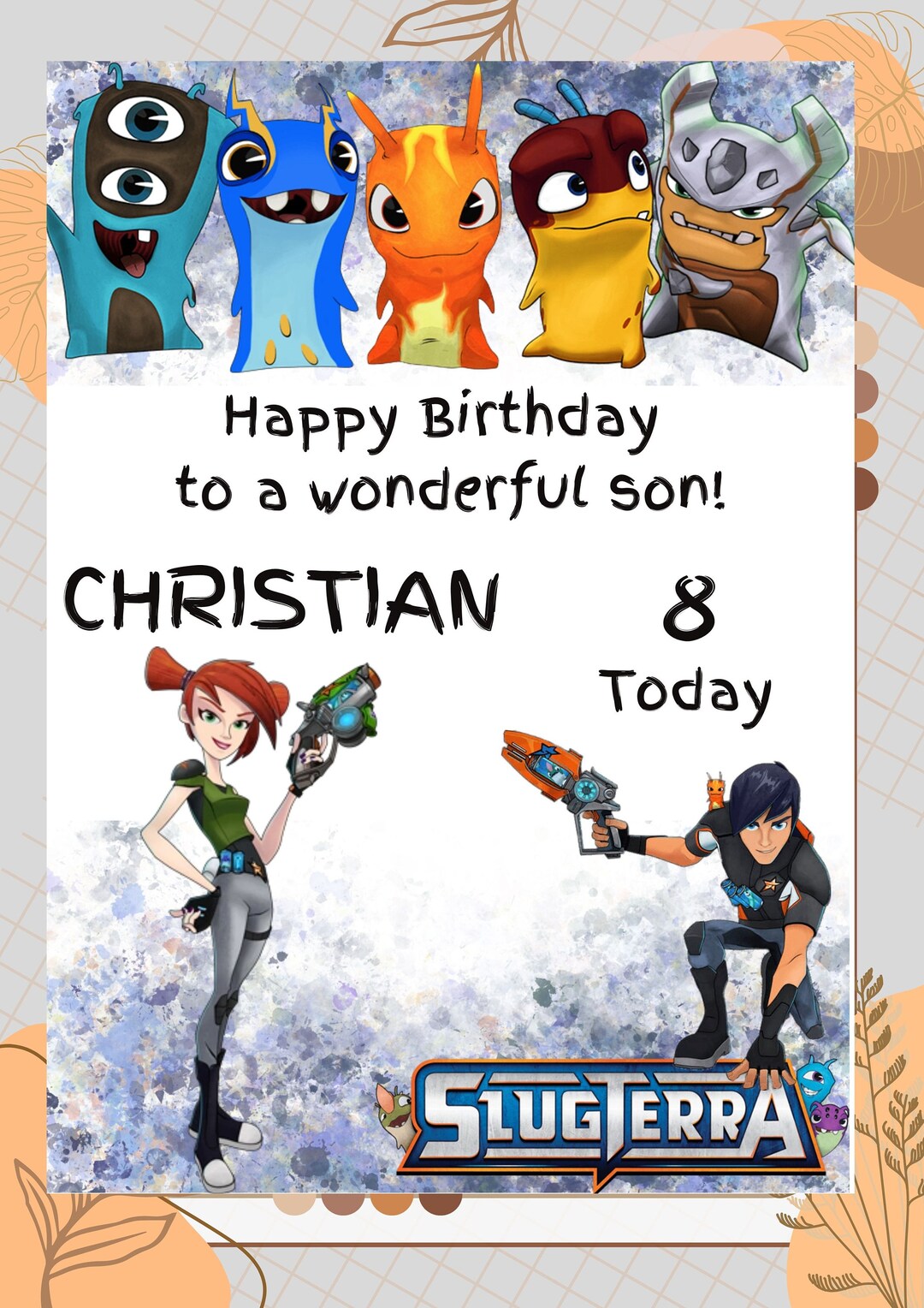 Electronic Boys Birthday Slugterra Card Template Personalize - Etsy