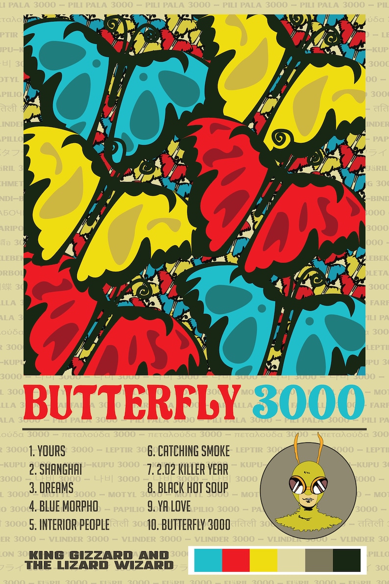 King Gizzard Poster (minimalist) - Butterfly 3000 (12x18) - Etsy