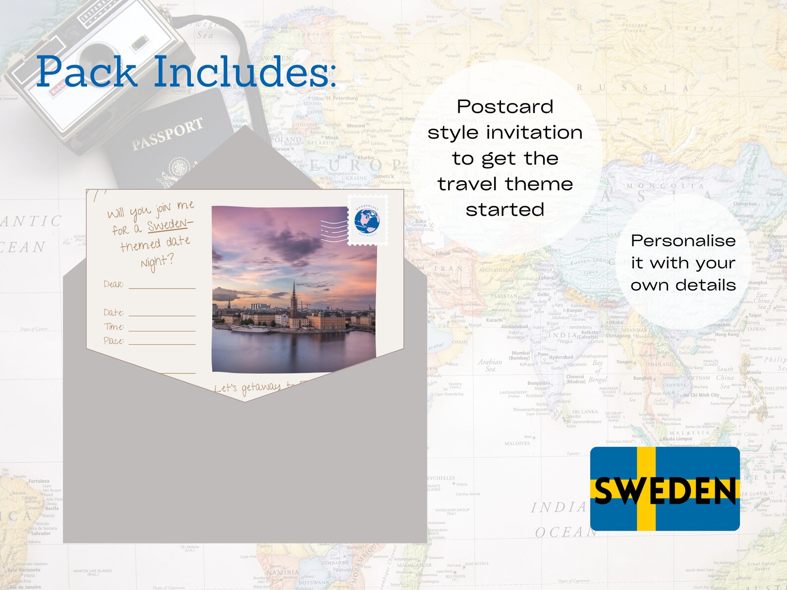 Sweden Travel-themed Date Night Pack for Couples | Printable PDF ...