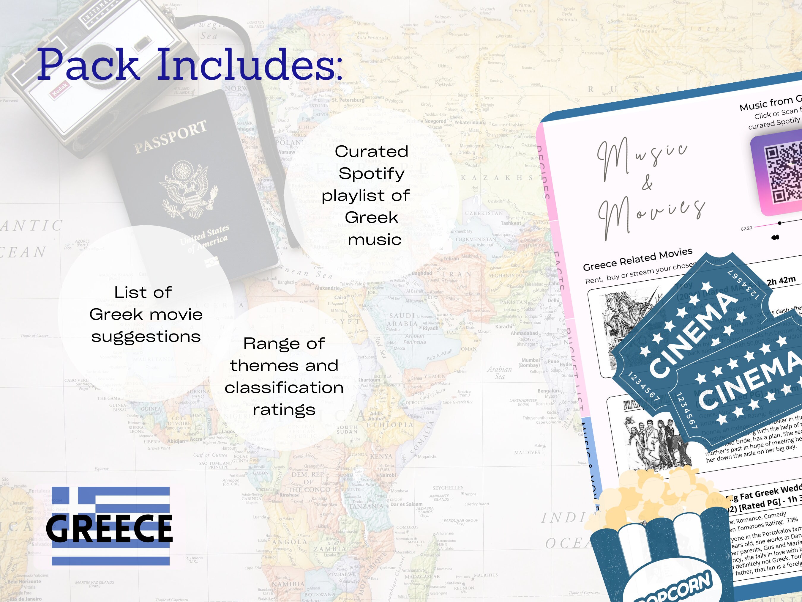 Greece Travel-themed Date Night Pack for Couples Printable PDF Romantic Present or Gift for ...