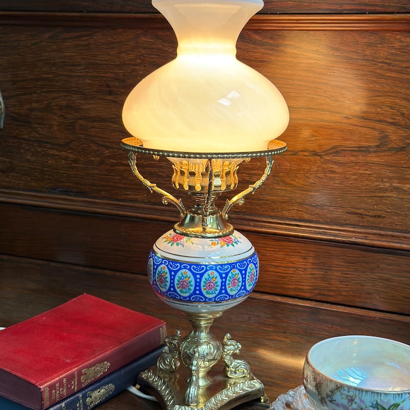Milk Glass Lamp Globe Base - Etsy UK