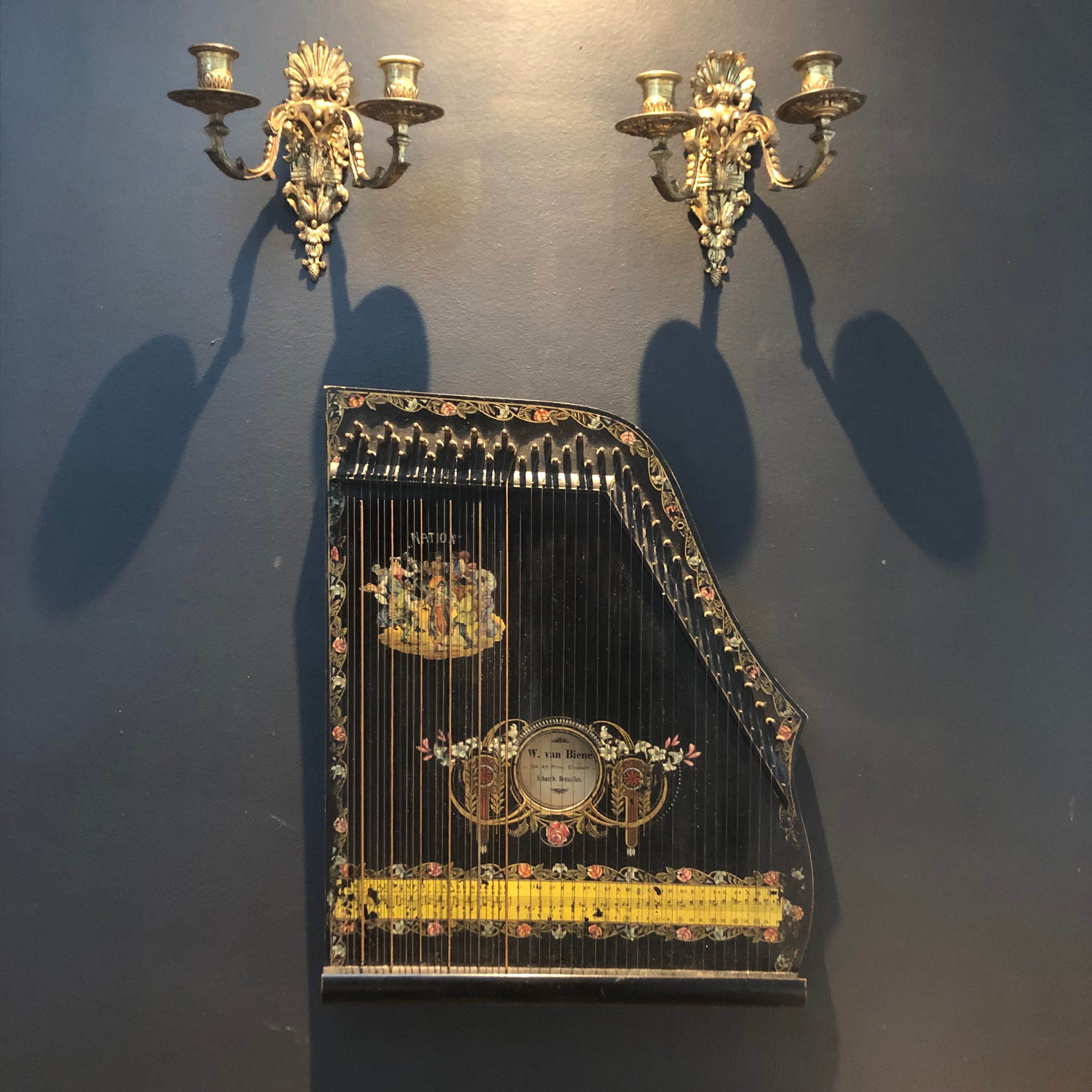 Antique Zither Jugendstil Wall Decoration Grandfather Era Music Lover ...