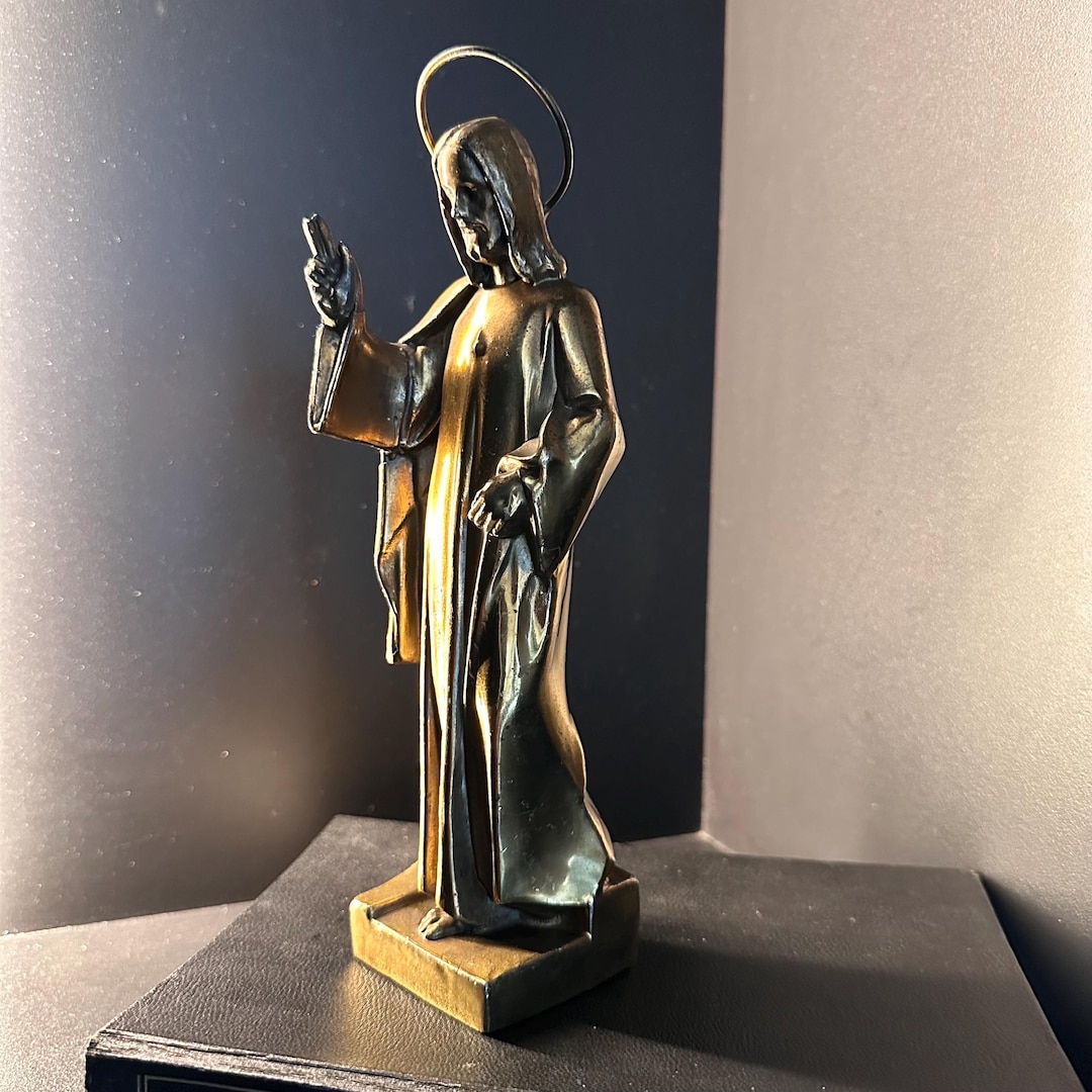 Christ the Redeemer – Vintage Copper Statue, Mid-century Religious Art ...