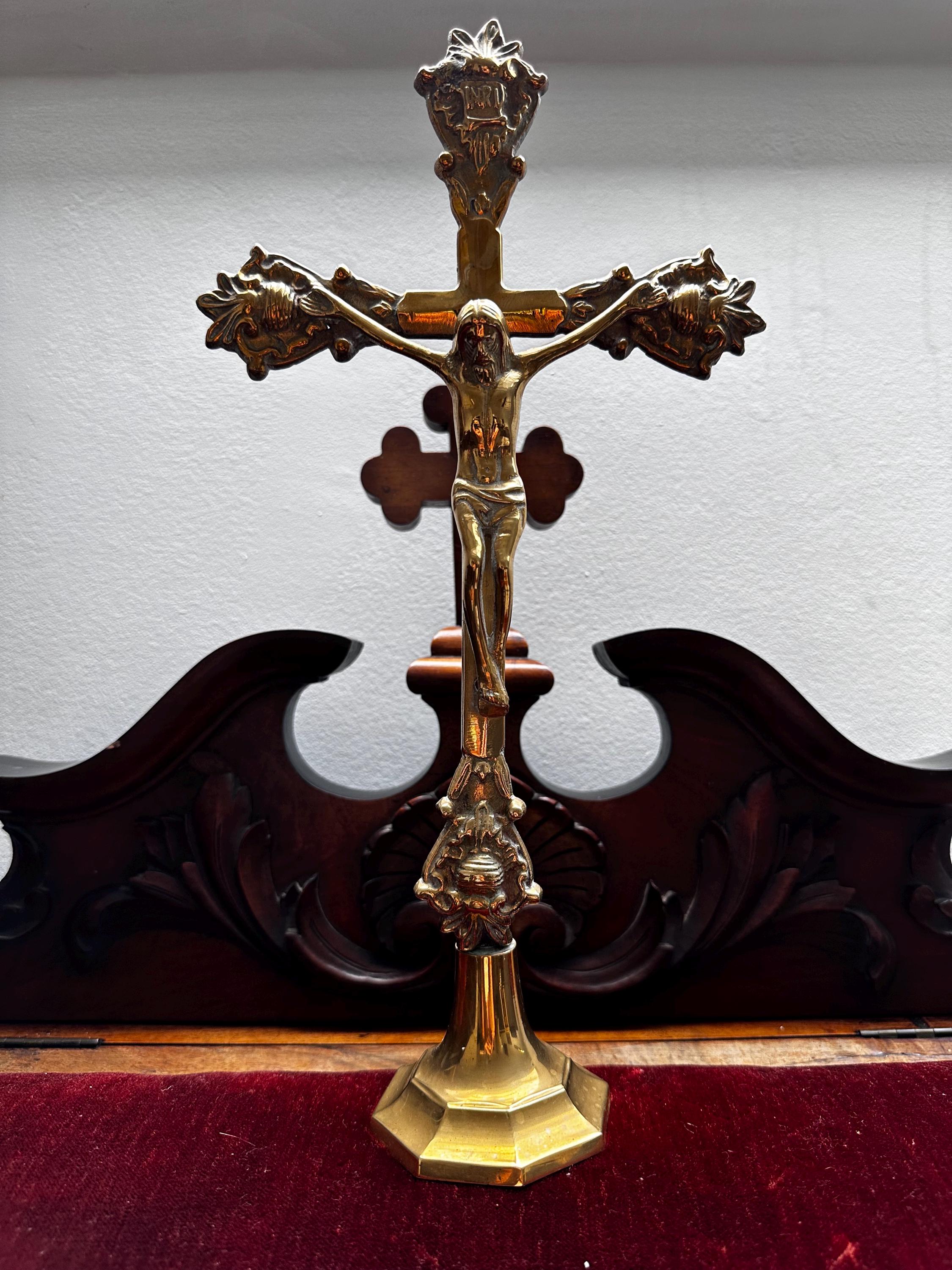 Vintage Brass Altar Crucifix Christ Saviour Home Altar Pice Cloister ...