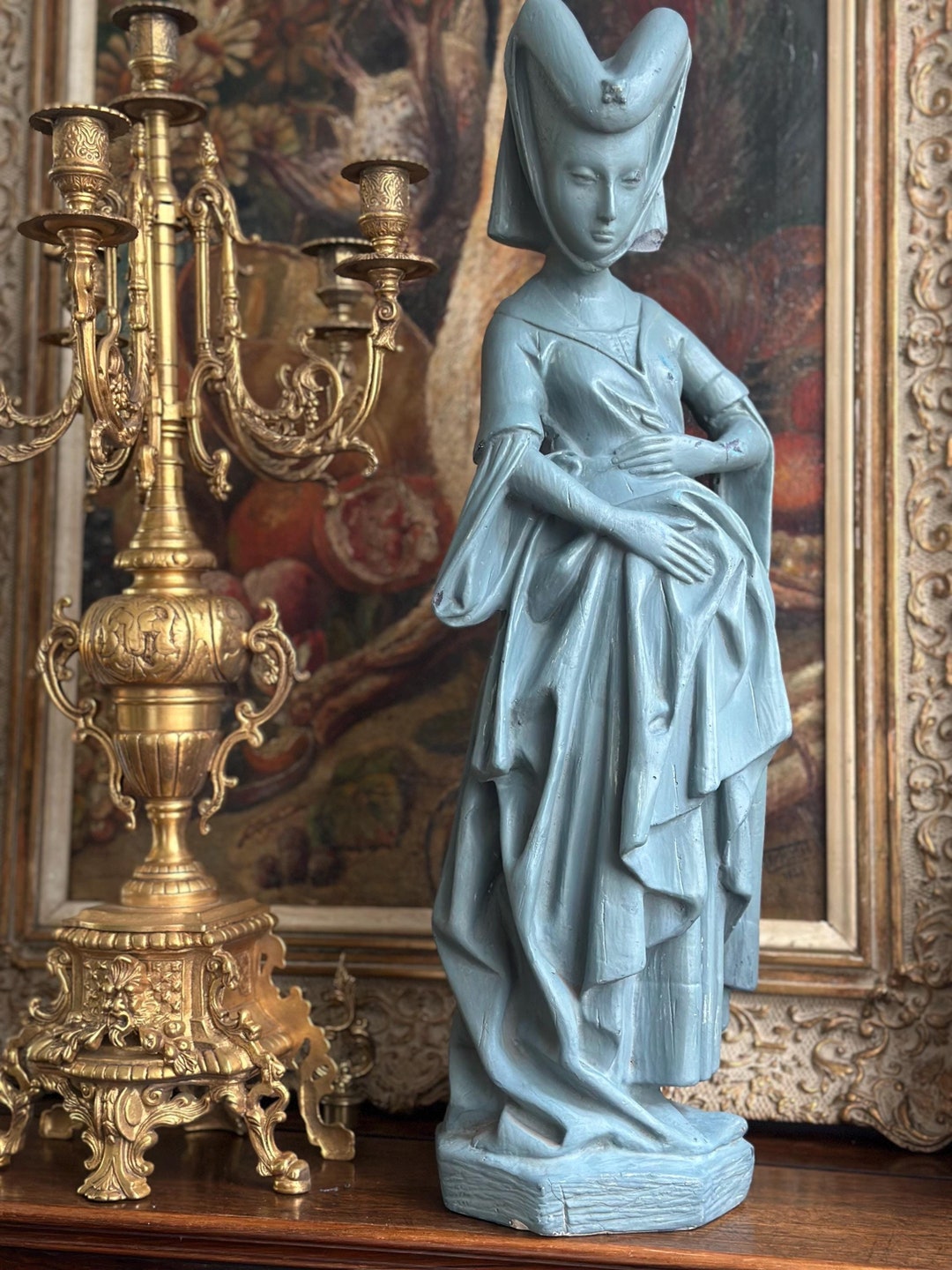 Medieval Mary of Burgundy Statue – Gothic Pleurant Funerary Art – 59 Cm ...
