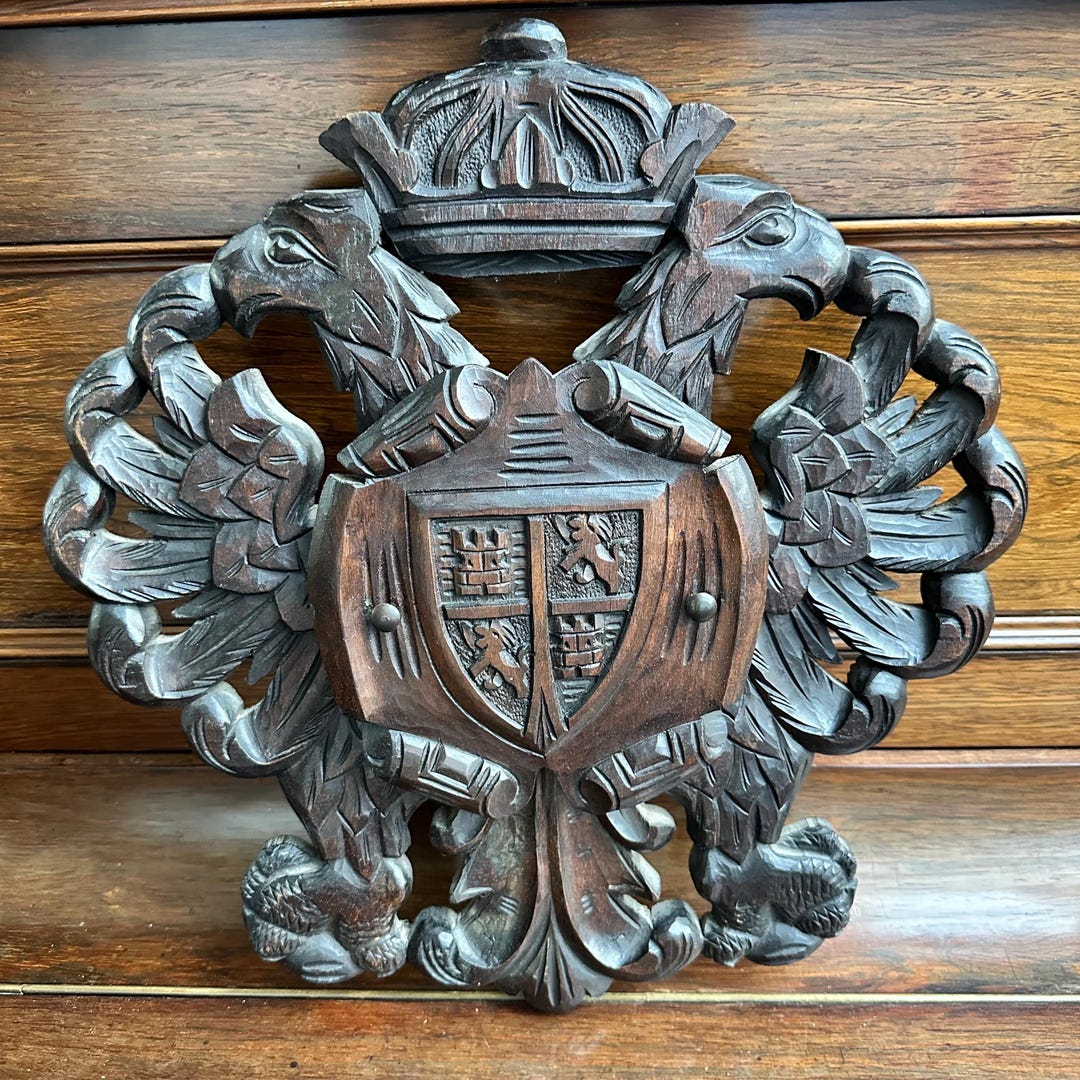 Antique Hand-carved Wood Eagle Plaque: Austro-hungarian Heraldic Decor ...