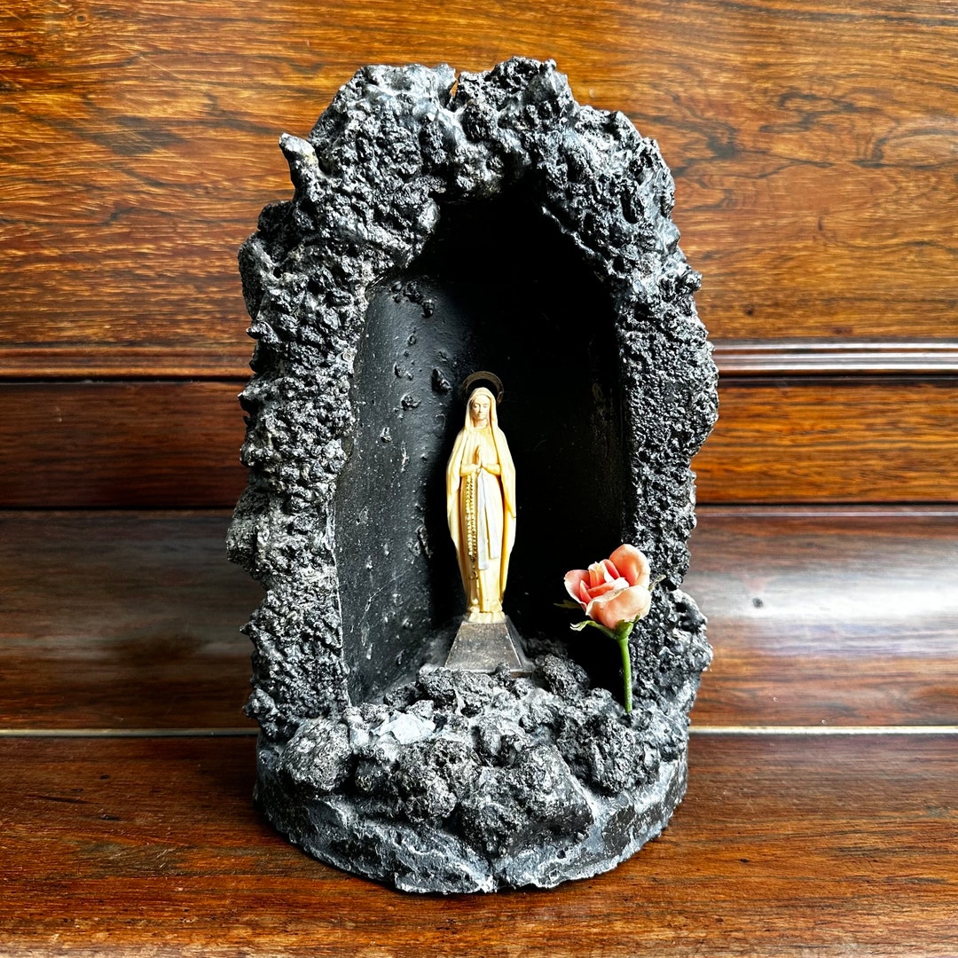 1970s Vintage Grotto With Virgin Mary – Catholic Devotional Figurine ...