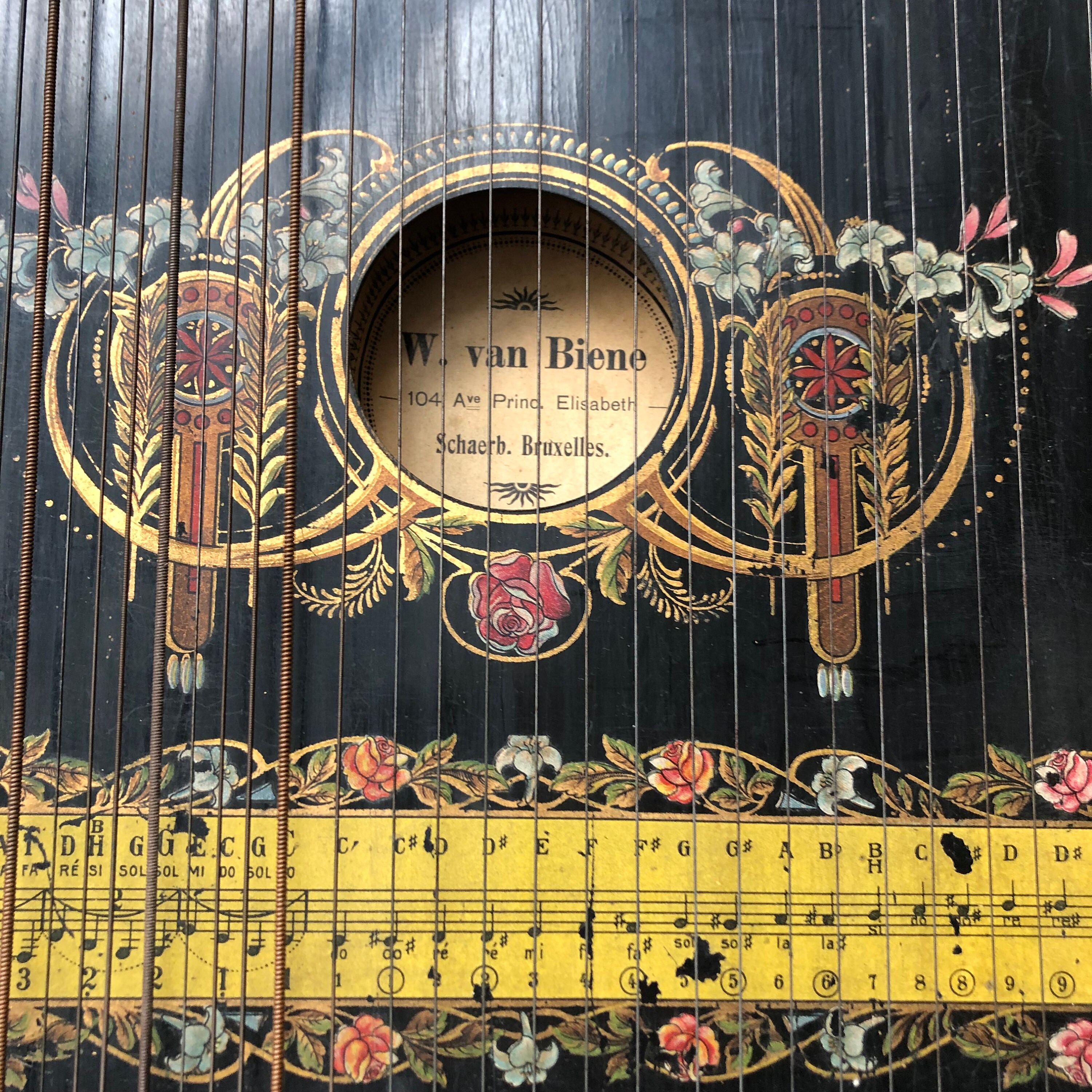 Antique Zither Jugendstil Wall Decoration Grandfather Era Music Lover ...