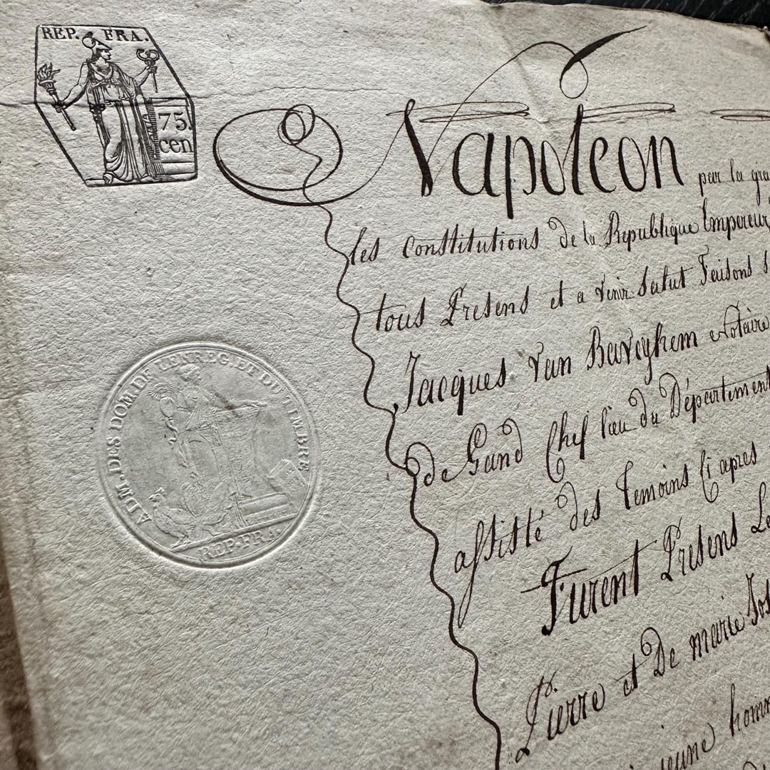 Napoleon Era - 1805 -original Wedding Contract - Fructidor an 13 ...