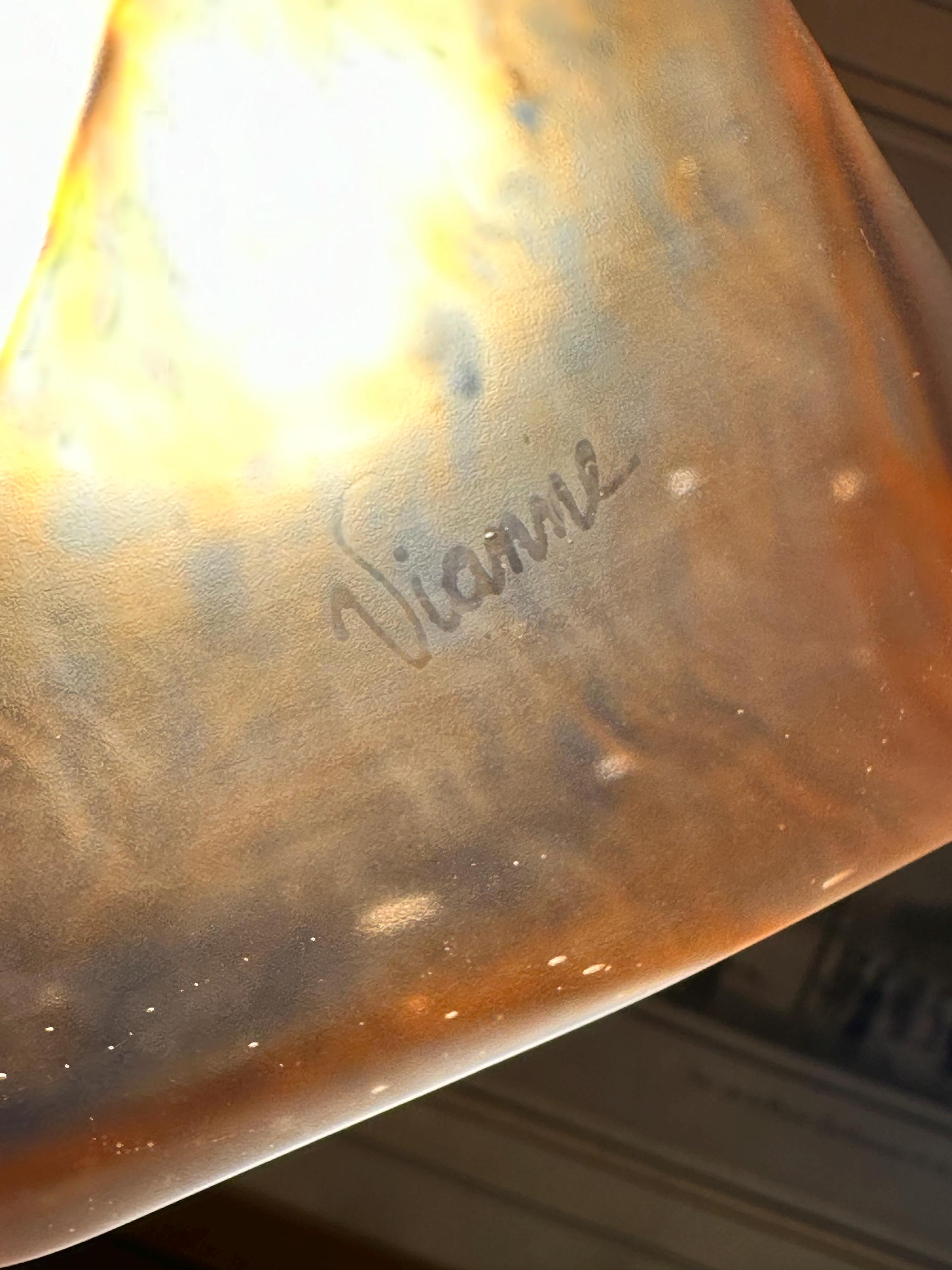 Signed Vianne Glass Art Nouveau Lamp | French Floral Brass, 1920s - Etsy