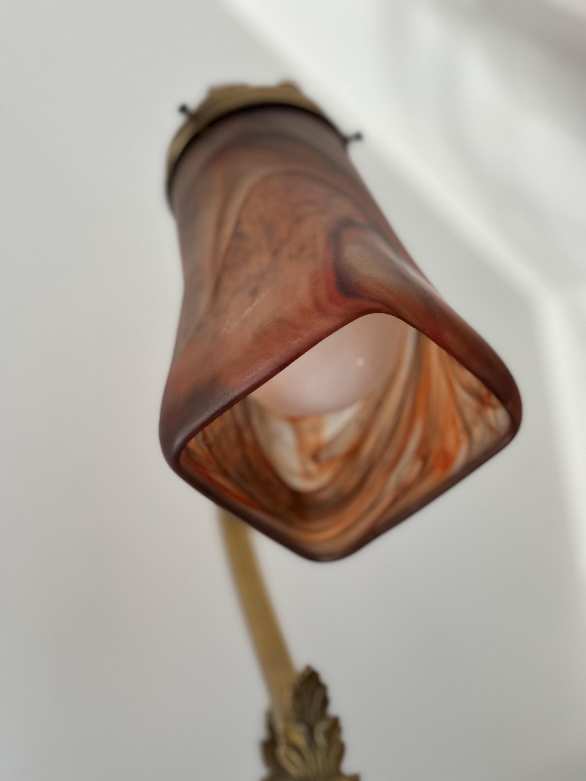 Signed Vianne Glass Art Nouveau Lamp | French Floral Brass, 1920s - Etsy