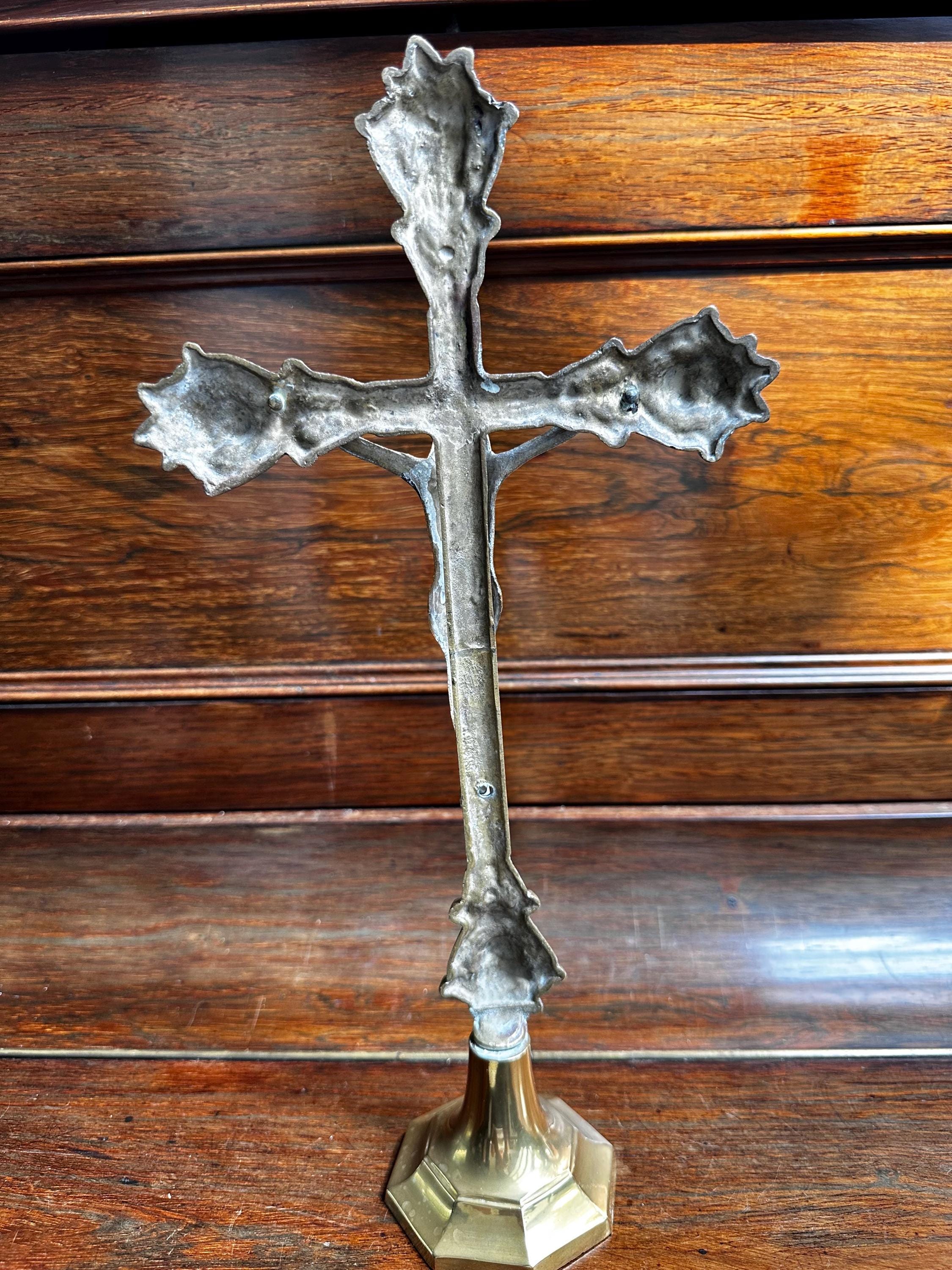 Vintage Brass Altar Crucifix Christ Saviour Home Altar Pice Cloister ...