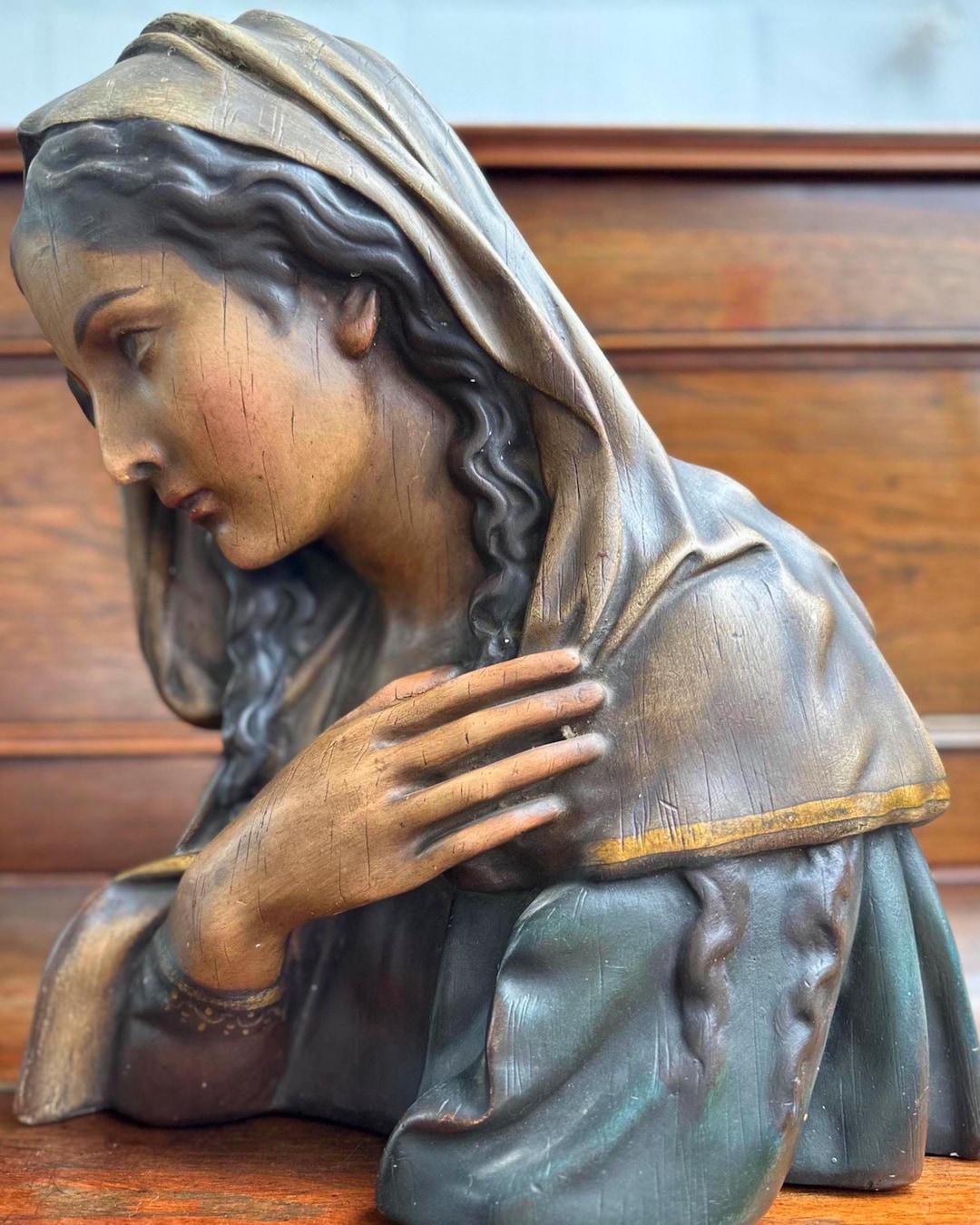 Antique Mater Dolorosa Bust – Virgin Mary Sculpture, French Devotional ...