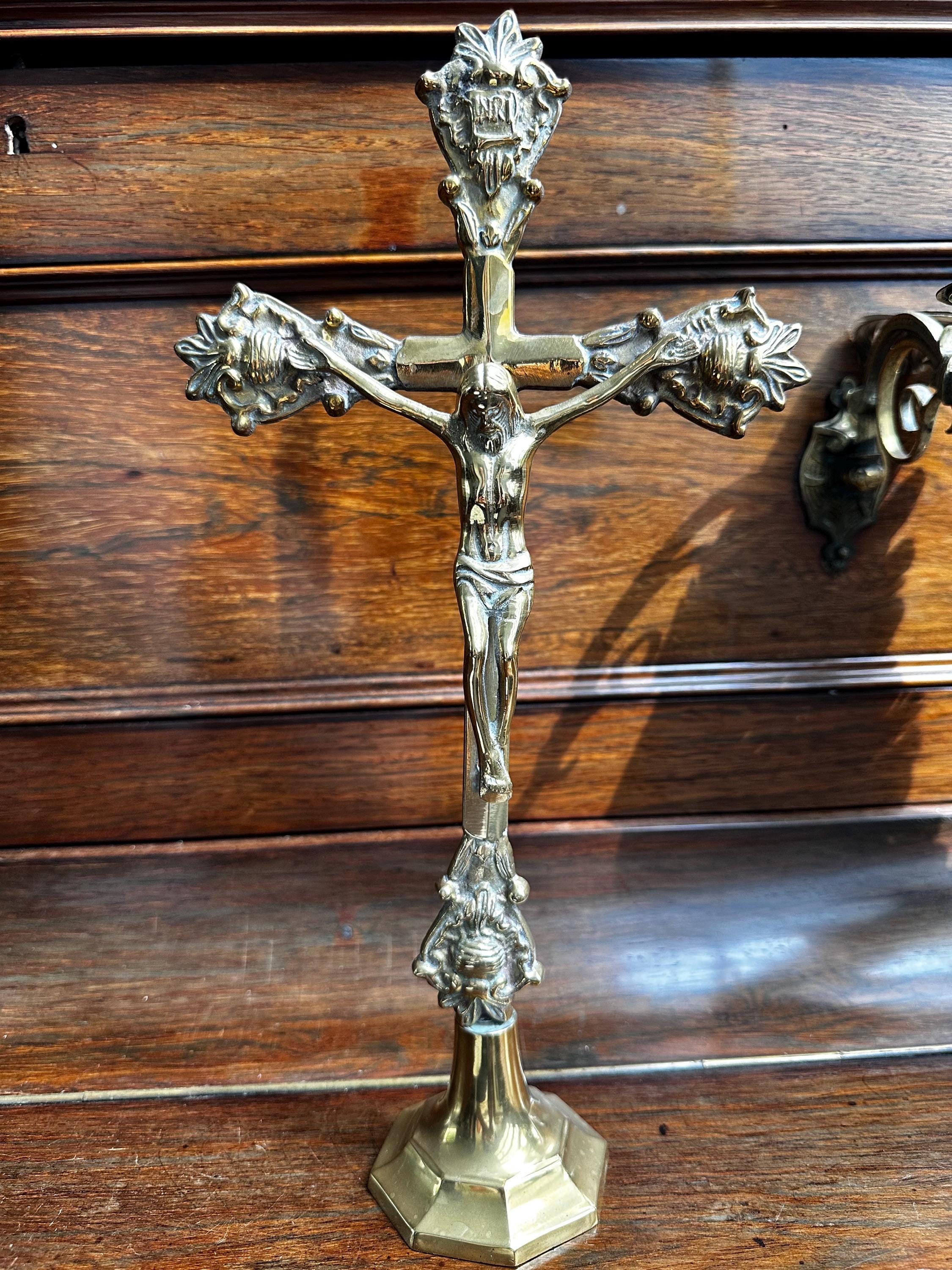 Vintage Brass Altar Crucifix Christ Saviour Home Altar Pice Cloister ...