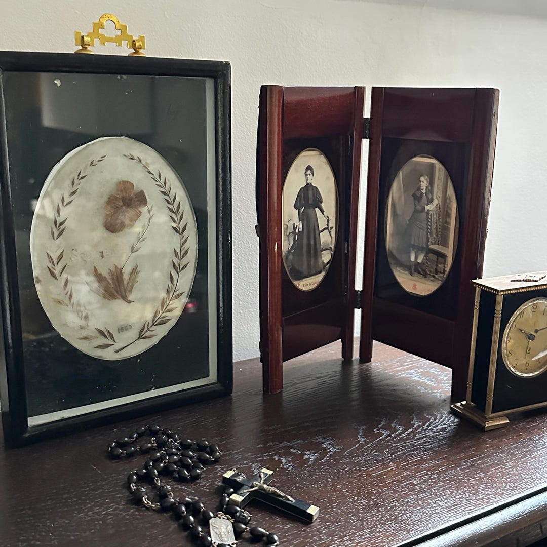 Victorian Mourning Hair Art: 1863 "souvenir" Memorial Under Glass - Etsy