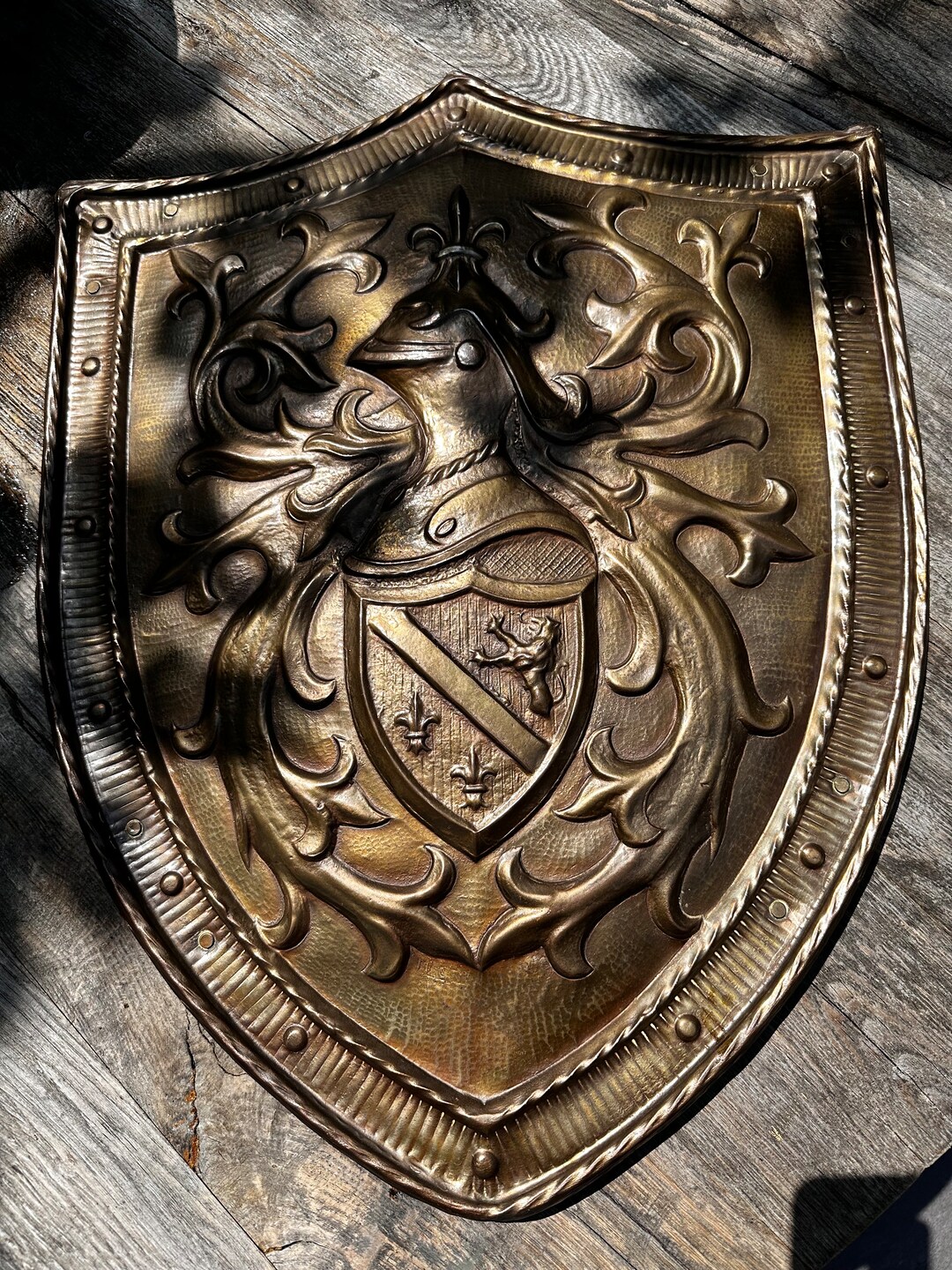 Vintage French Shield Knight in Shining Armour Brass Wall Decoration ...