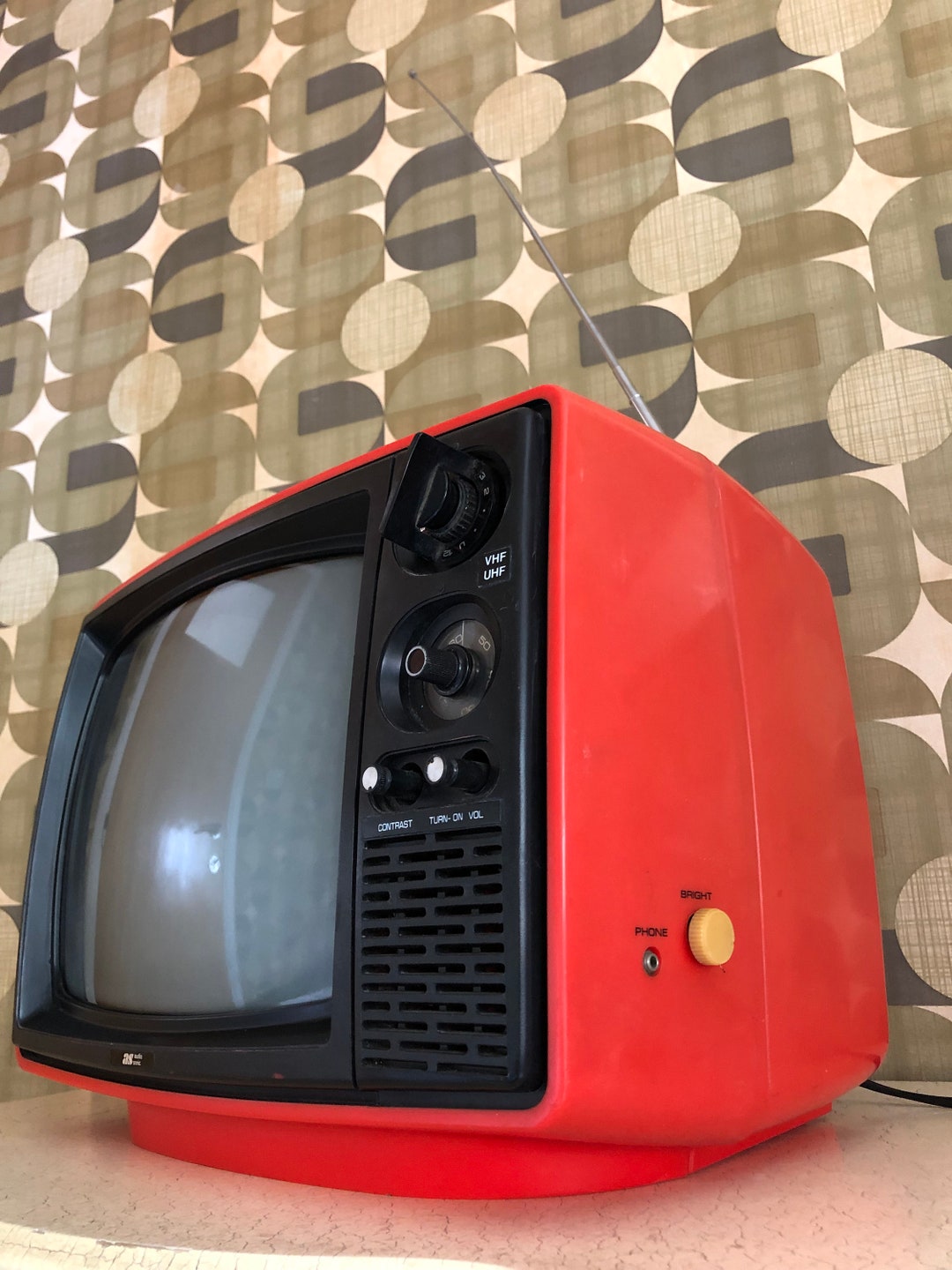 Jaren 70 Space Age Tv Rood Cold War Portable AS Audio Sonic Nederlandse ...