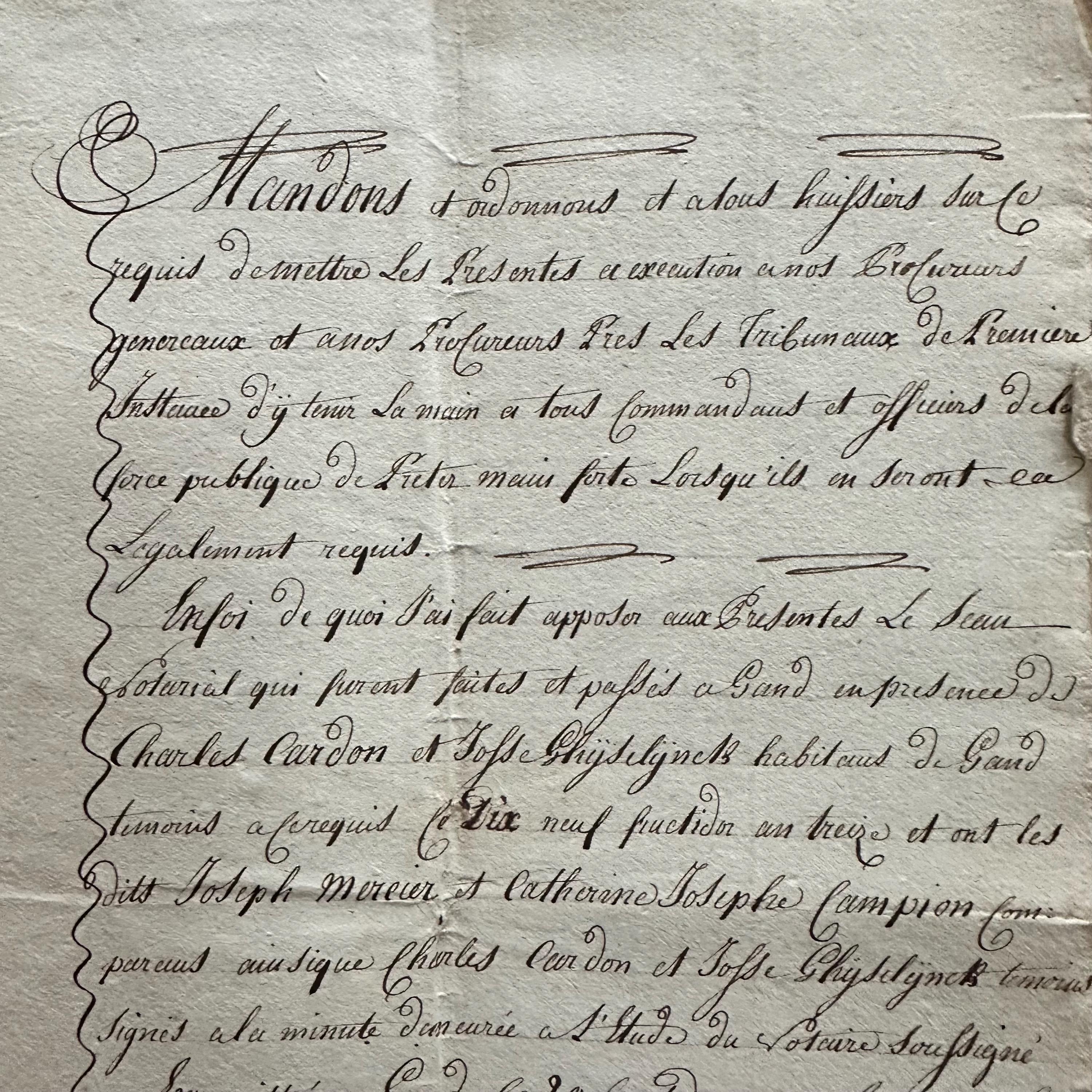 Napoleon Era - 1805 -original Wedding Contract - Fructidor an 13 ...