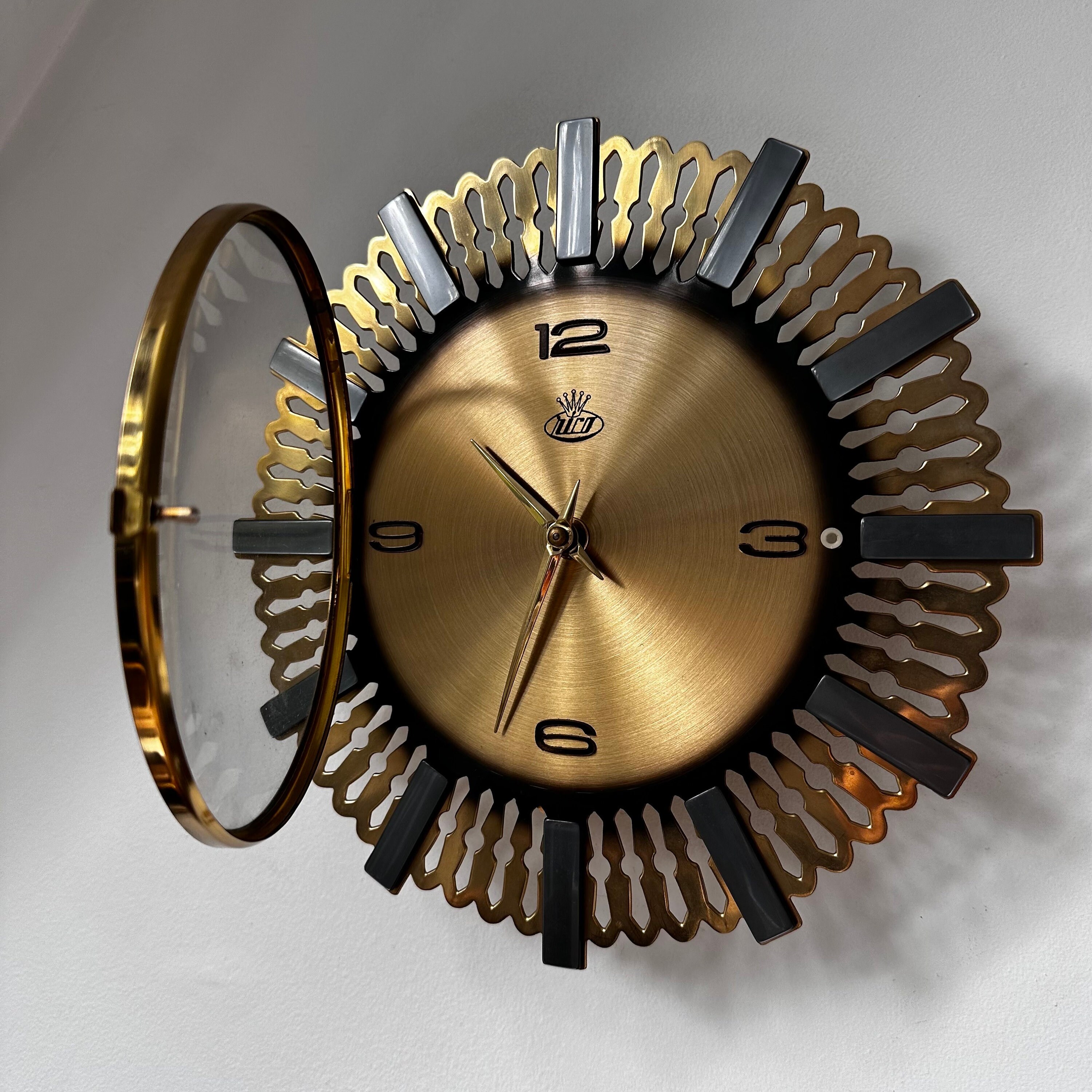 50s Mid-century Clock Sunburst Wall Clock Jaz vintage in Original Box ...