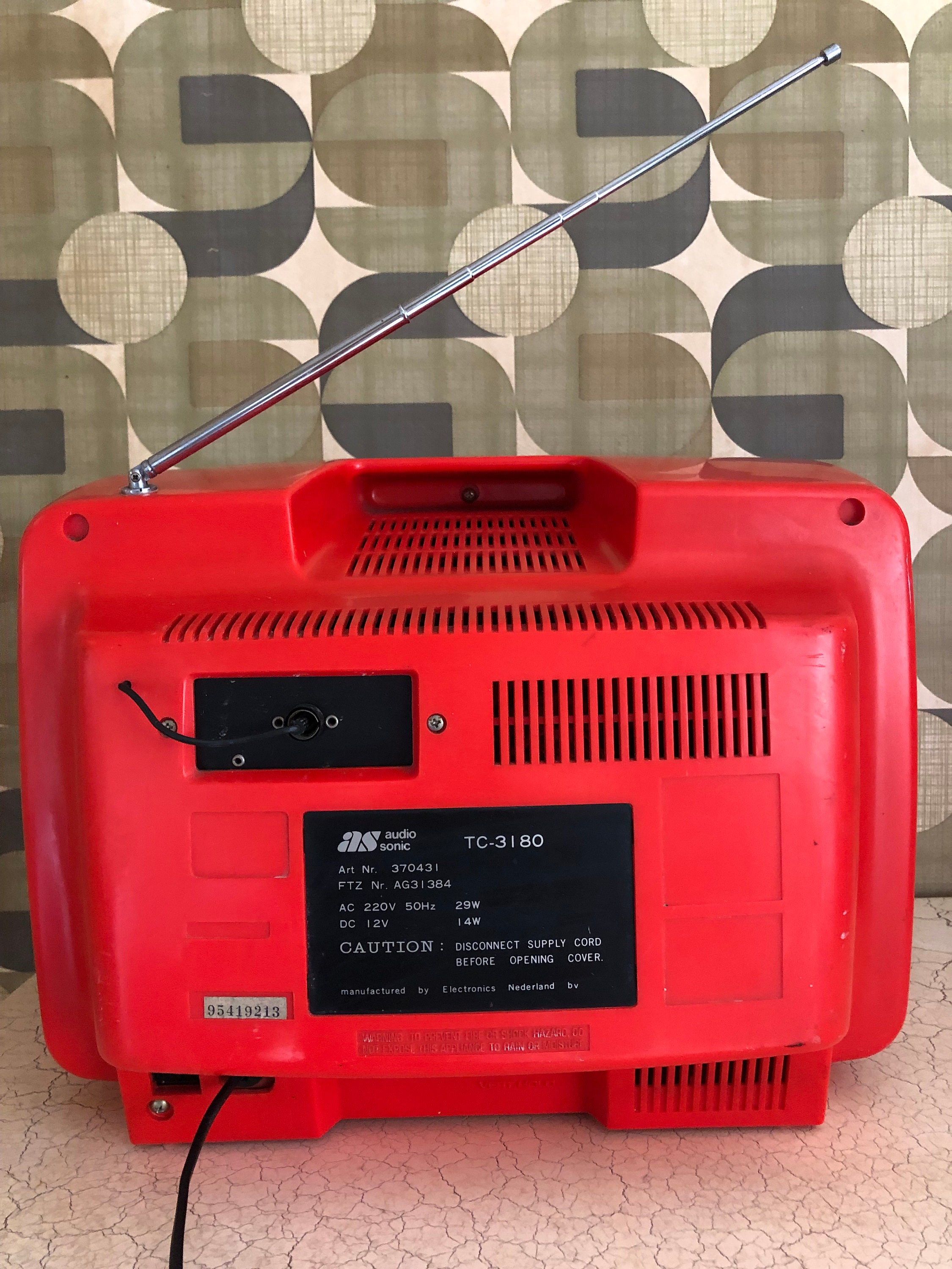 Jaren 70 Space Age Tv Rood Cold War Portable AS Audio Sonic Nederlandse ...