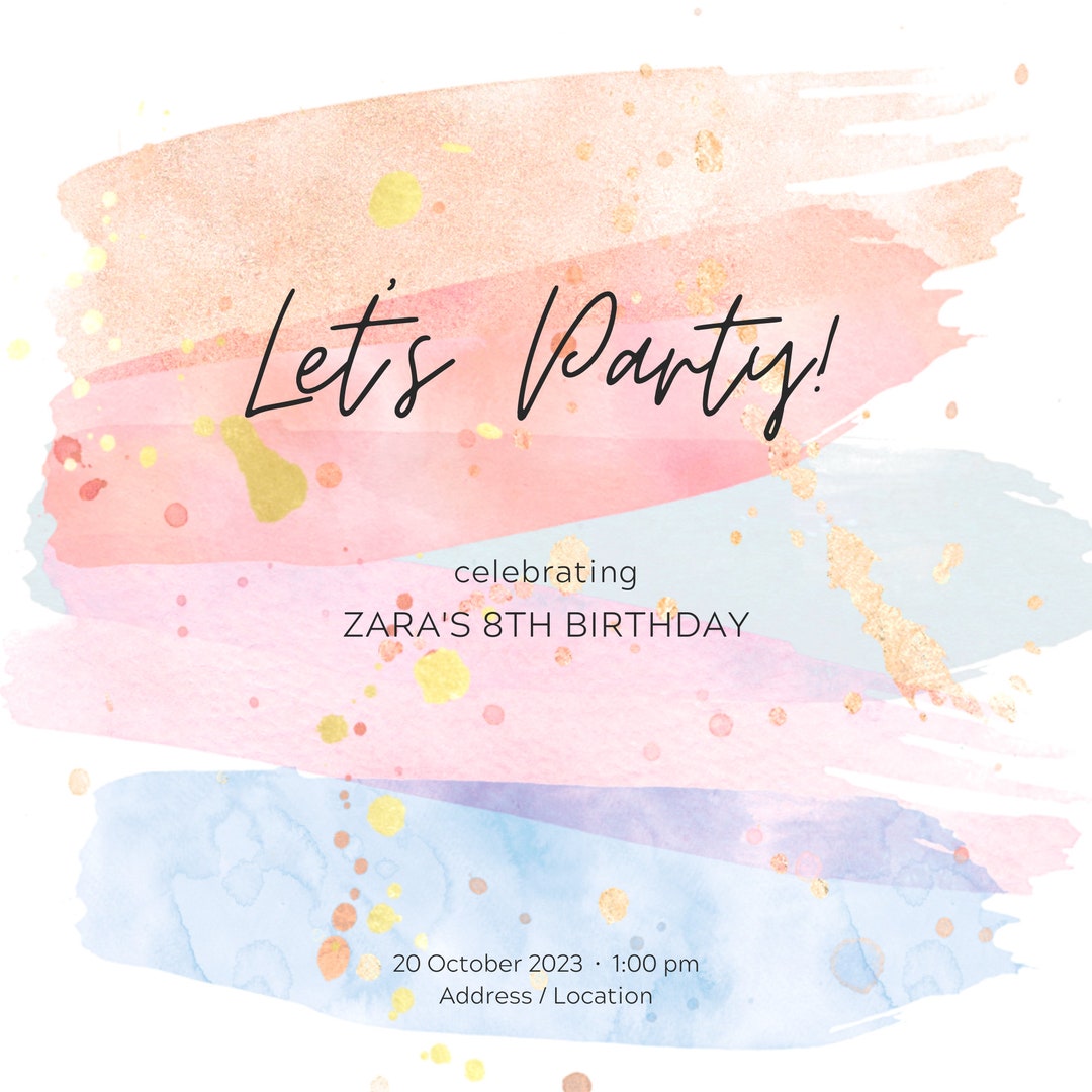 Editable Birthday Invitation Card Postcard Size - Etsy