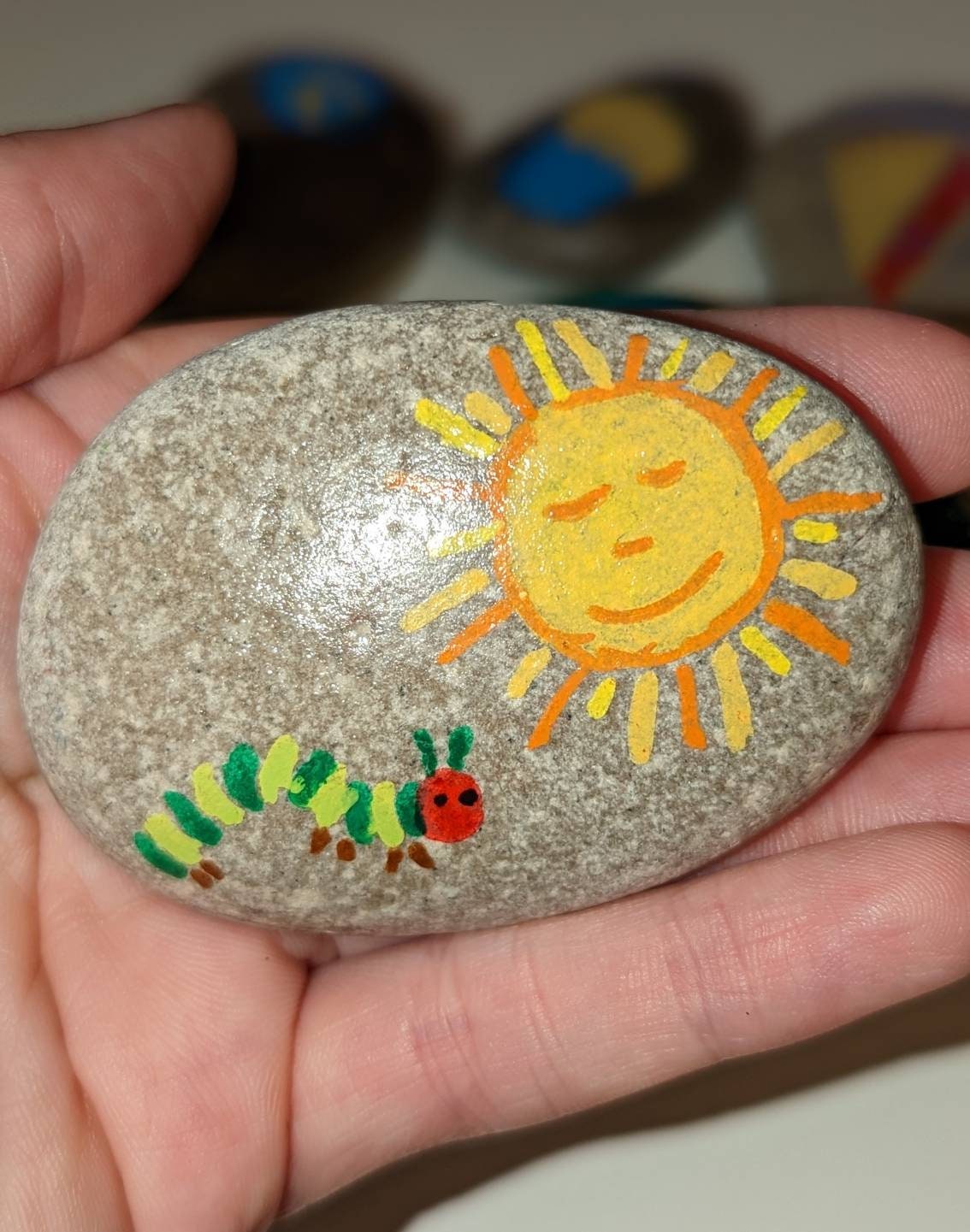 The Very Hungry Caterpillar Inspired Hand Painted Story Stones, Story ...