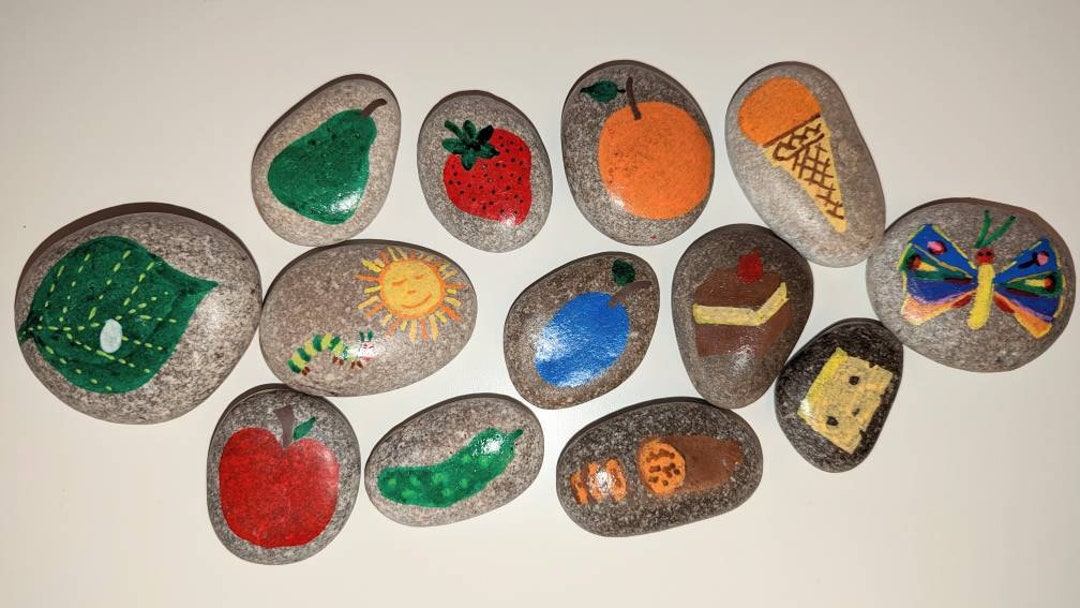The Very Hungry Caterpillar Inspired Hand Painted Story Stones, Story ...
