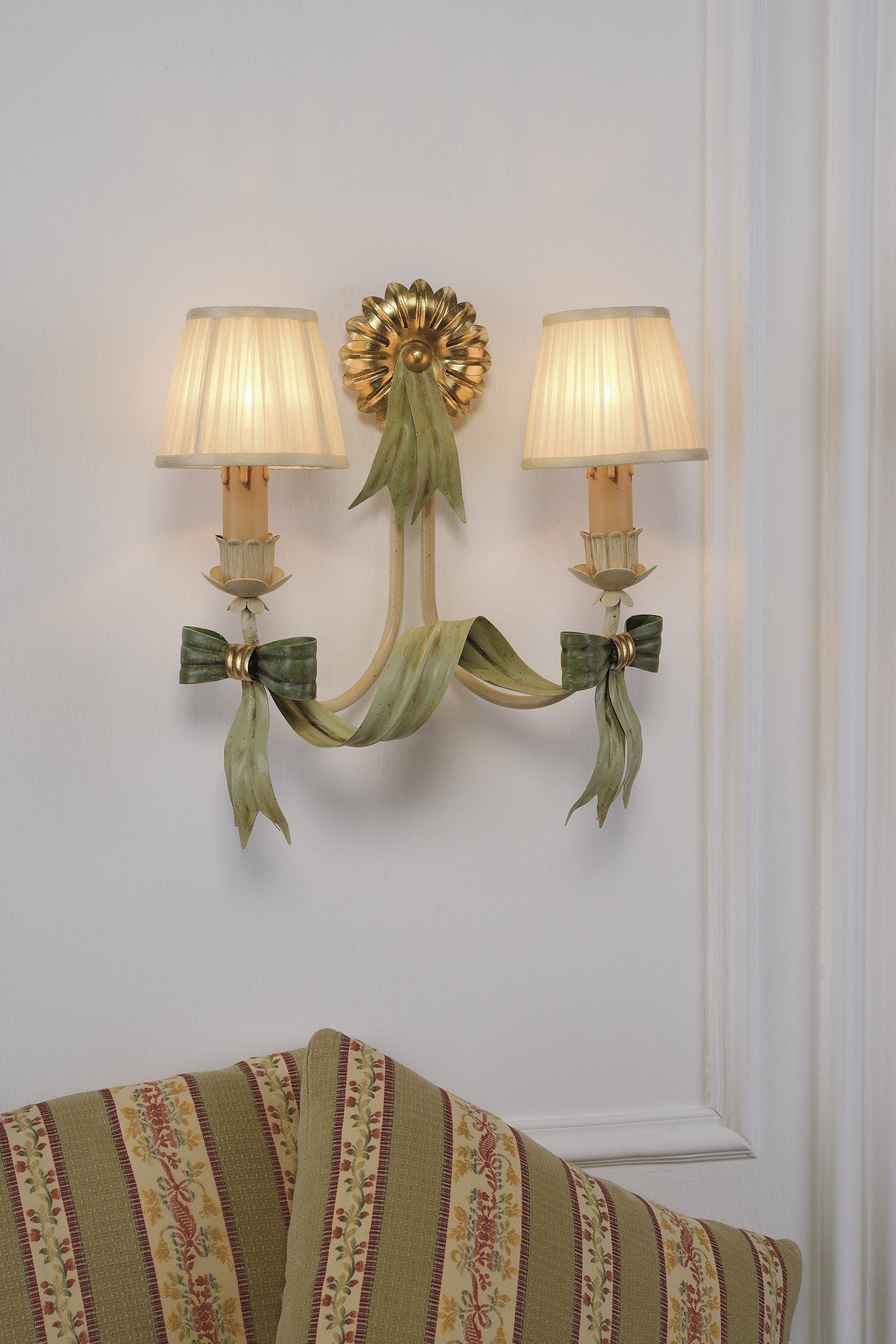 2-light Bow Applique With Organza Lampshades - Etsy