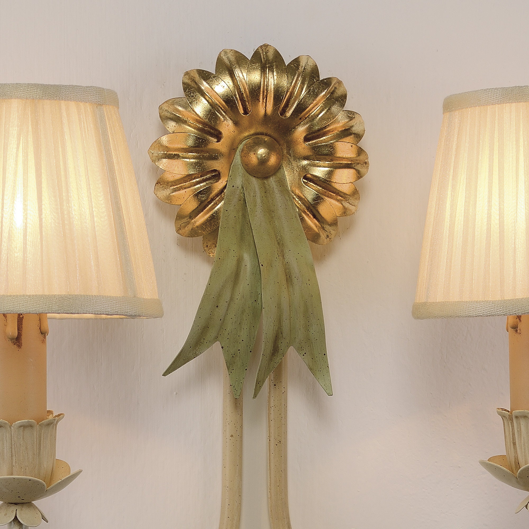 2-light Bow Applique With Organza Lampshades - Etsy