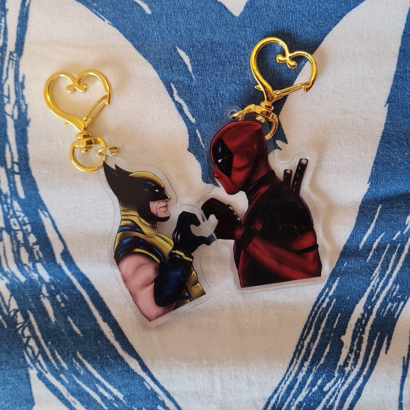 Deadpool and Wolverine Heart Keychain - Etsy