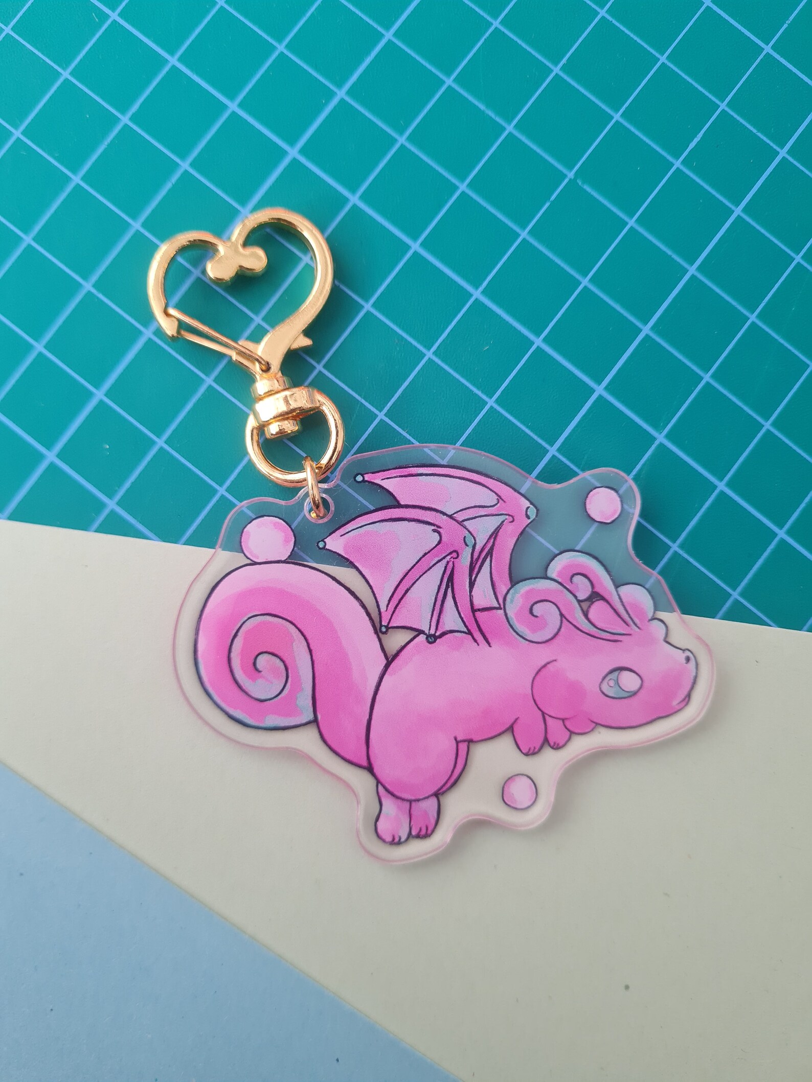 Cute Dragon Acrylic Double-sided Keychain Gift With Heart Clip - Etsy