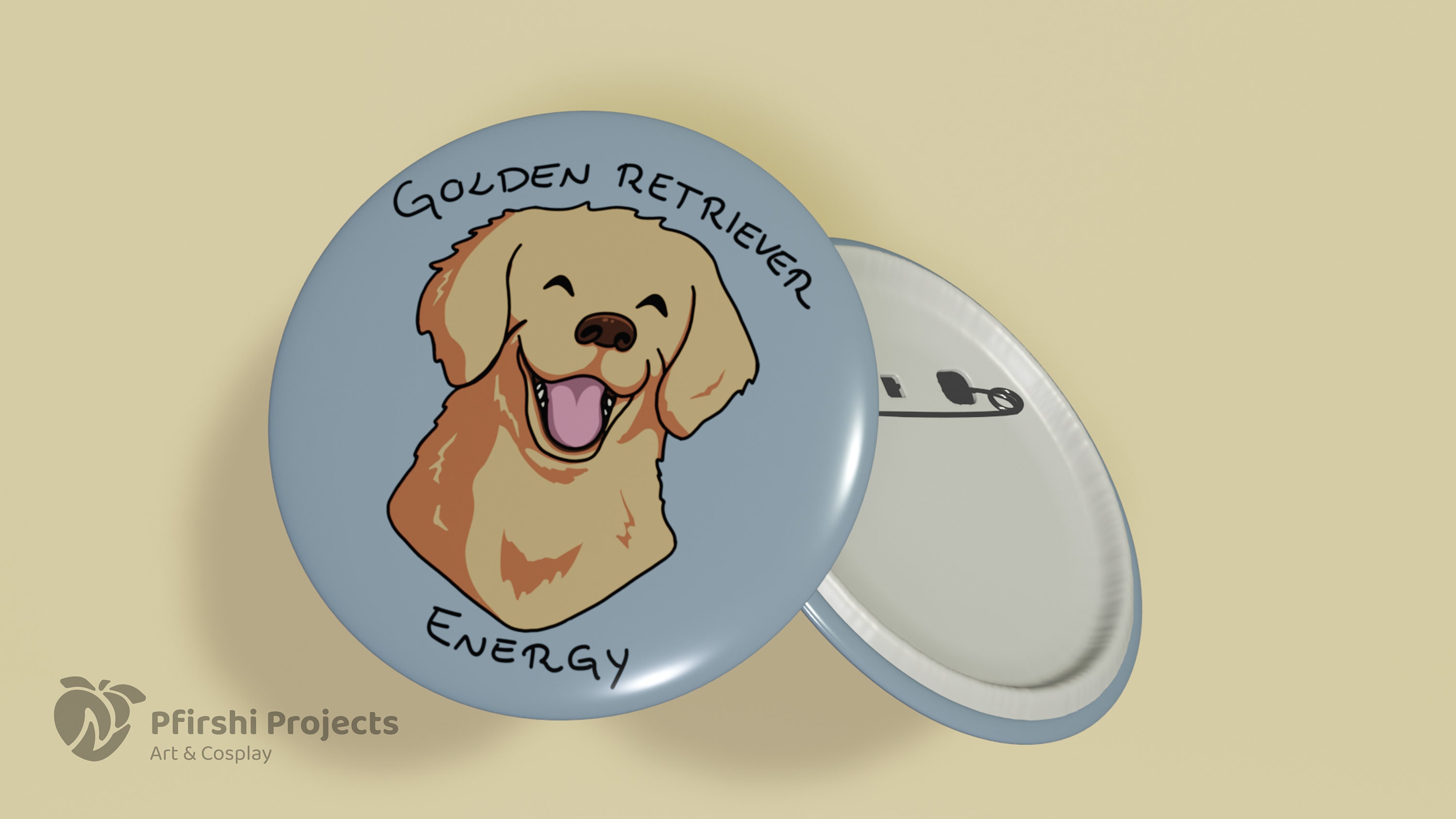 Golden Retriever / Black Cat Energy Pin/button Badge - Etsy