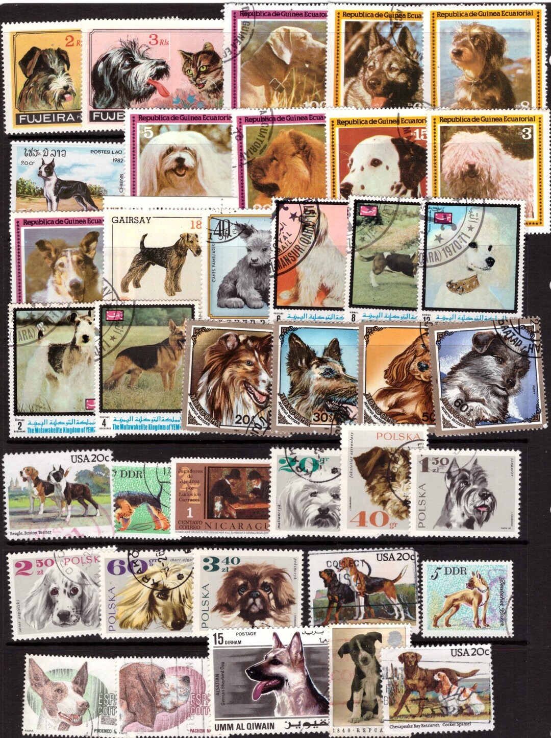 100 X Dogs Postage Used Stamps /art/collage/craft/collecting - Etsy