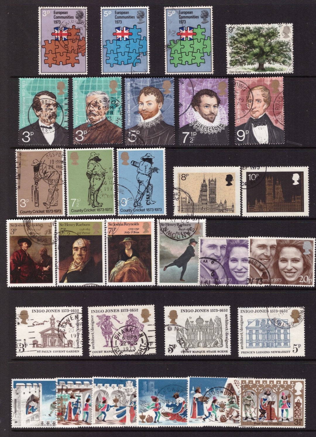 1973 Great Britain Vintage GB Postage Used Stamps Selection for Collage ...