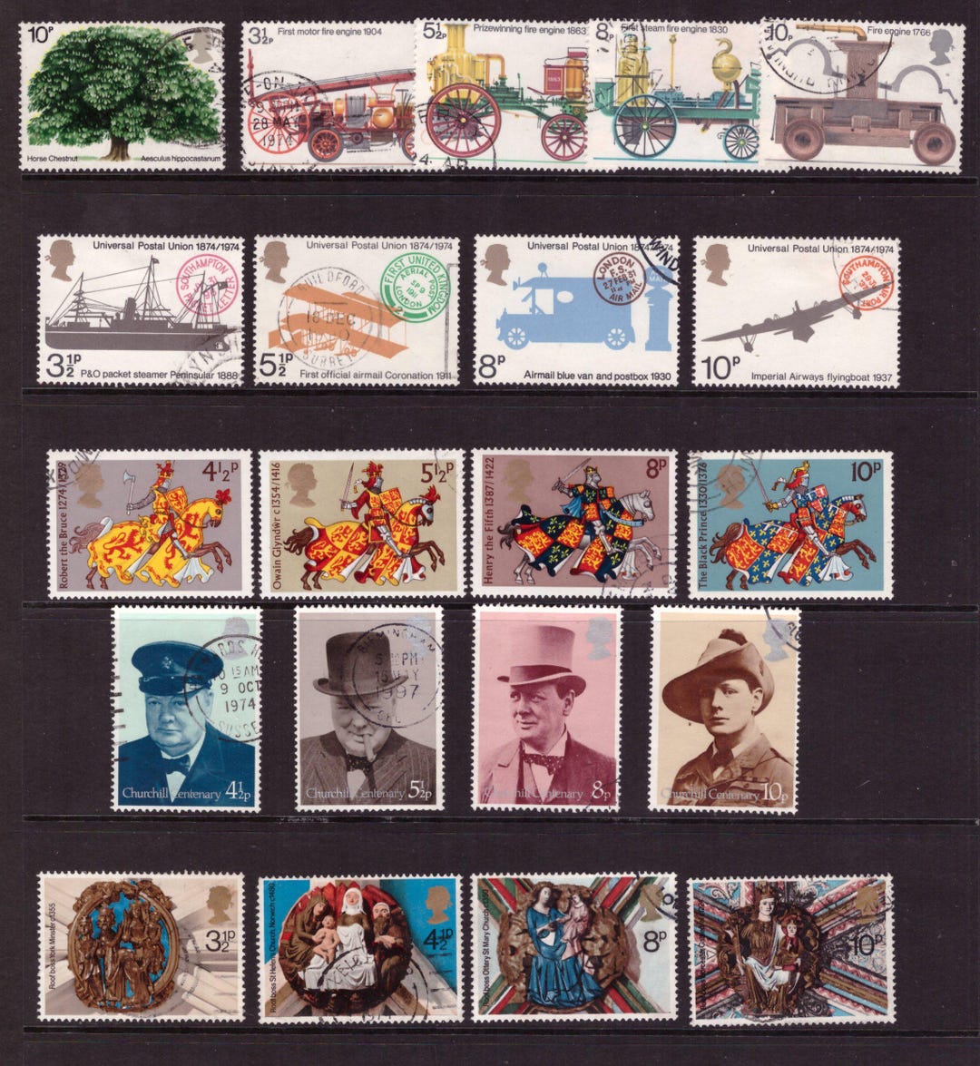 1974 Great Britain Vintage Used Postage Stamps 5 Full Sets for ...