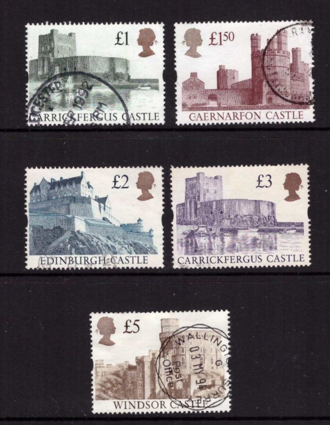 Great Britain 1992 British Castles Vintage Set Used Stamps for Collage ...