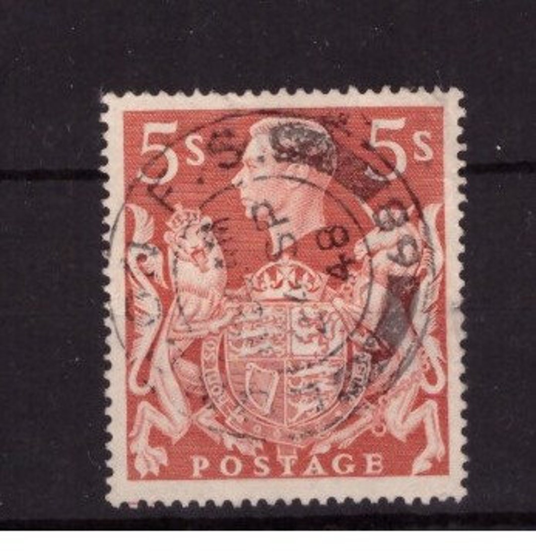 Great Britain 1939 King George VI 5s. Red Used Stamp for Collecting ...
