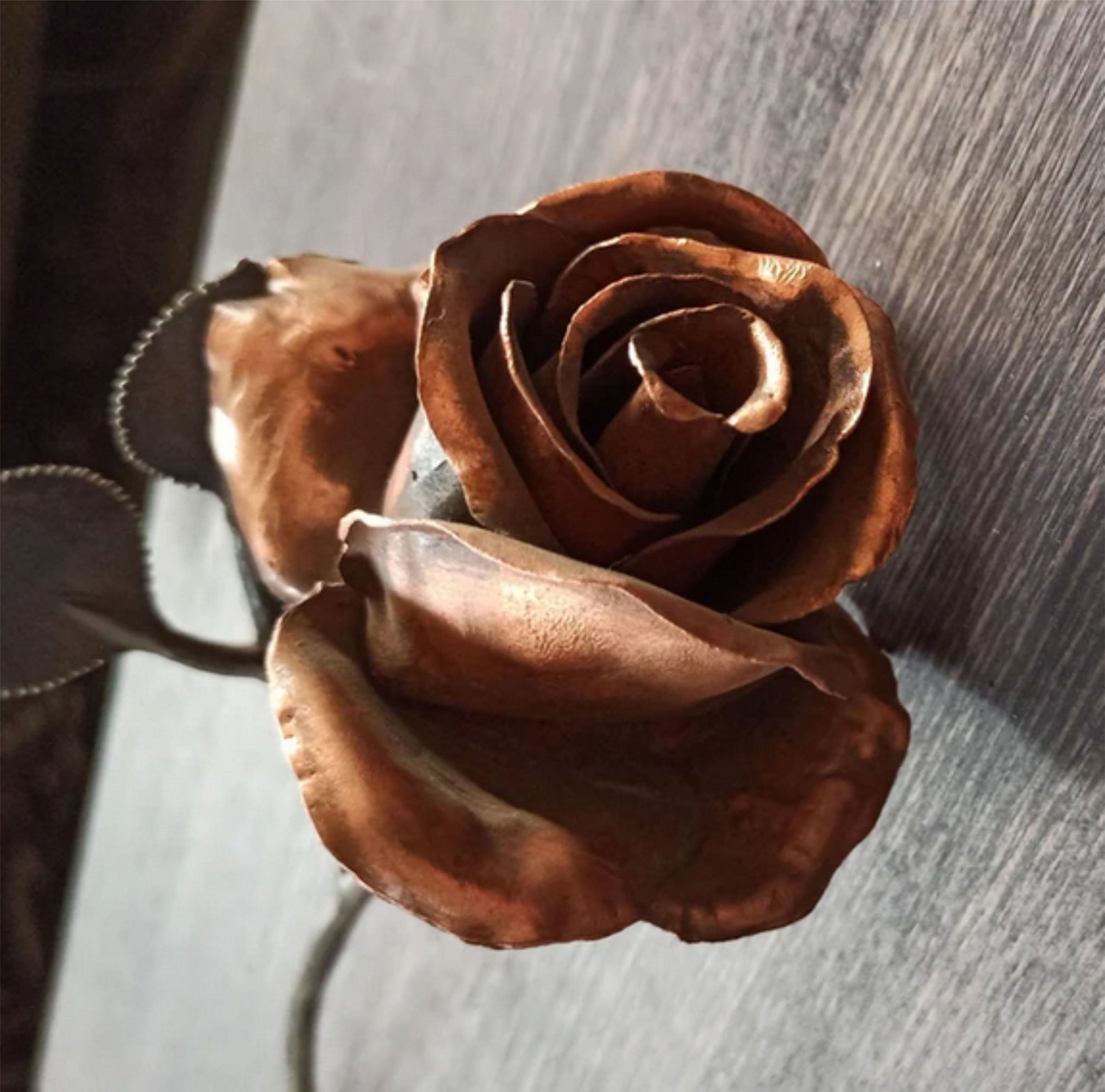 Hand Forged Copper Rose, Stainless Steel Stem - Eternal Metal Flower - Etsy