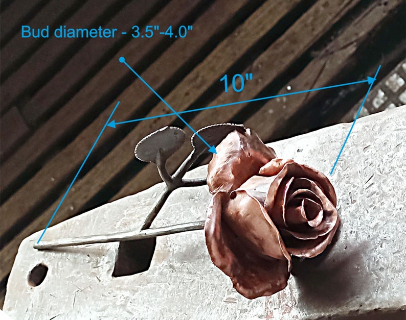 Hand Forged Copper Rose, Stainless Steel Stem - Eternal Metal Flower - Etsy