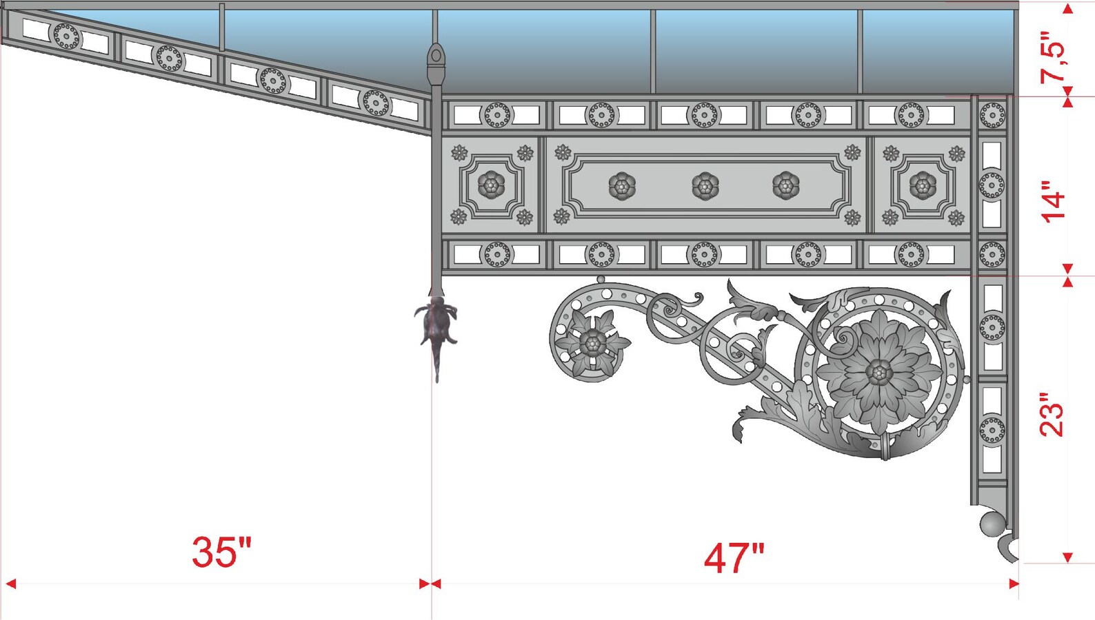 Wrought Iron Entrance Visors, Forged Awnings - Etsy