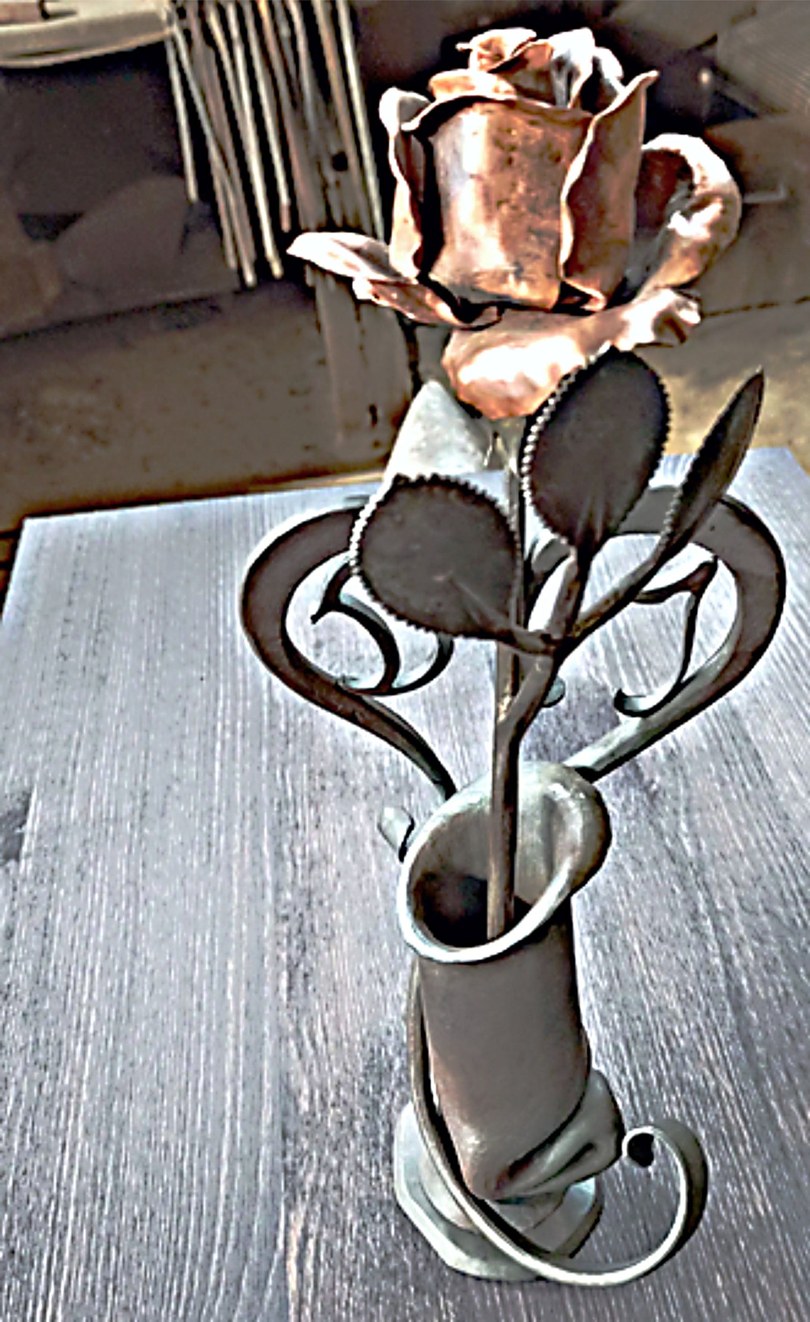 Eternal Copper Rose. Hand Forging. the Petals Are Forged From Real ...