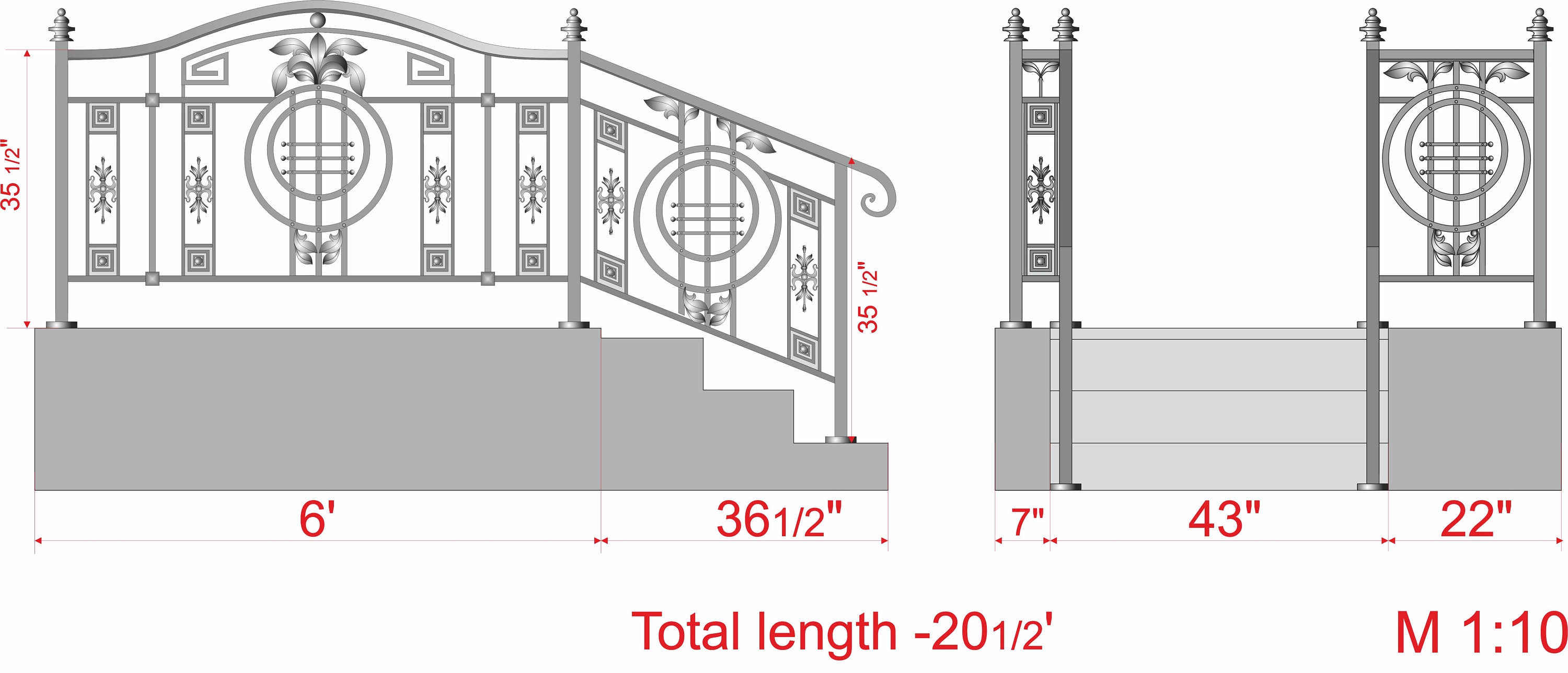 Custom Wrought Iron Balcony Railings, Forged Stair Railing, Wrought ...