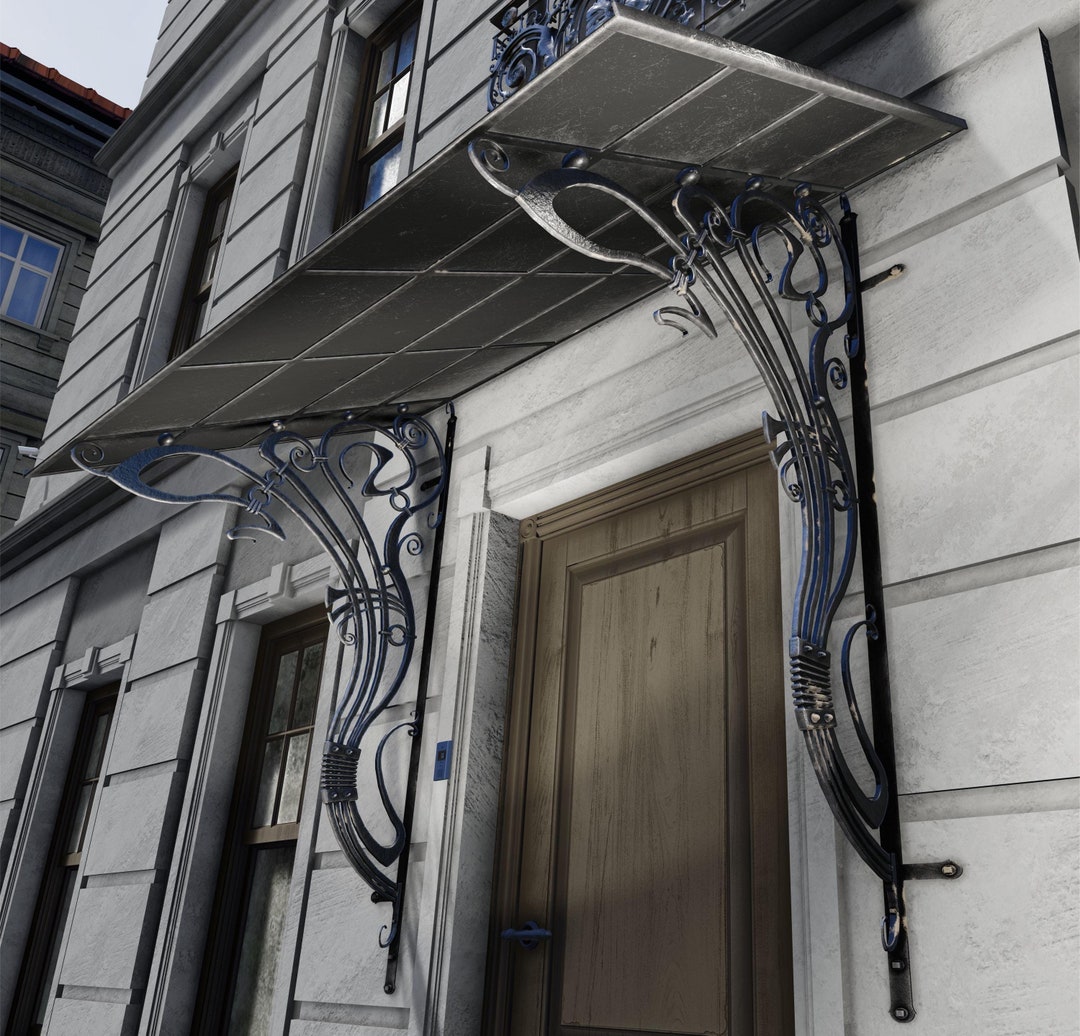 Original Forged Canopy in Art Nouveau Style, Wrought Iron Entrance ...