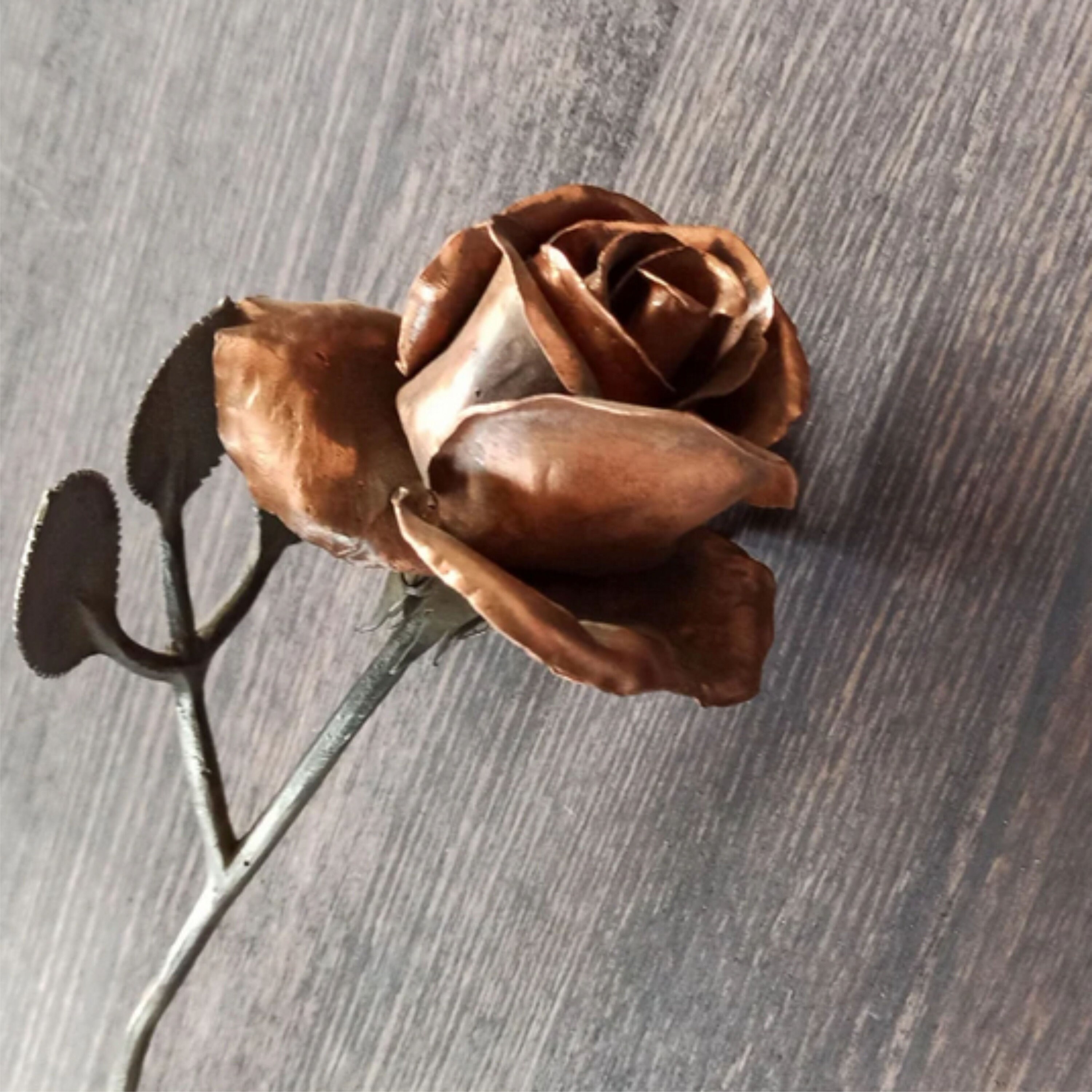 Hand Forged Copper Rose, Stainless Steel Stem - Eternal Metal Flower - Etsy