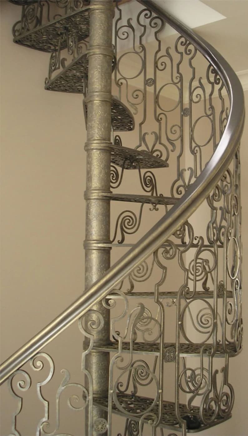 Custom Forged Wrought Iron Spiral Staircase, Railing - Etsy
