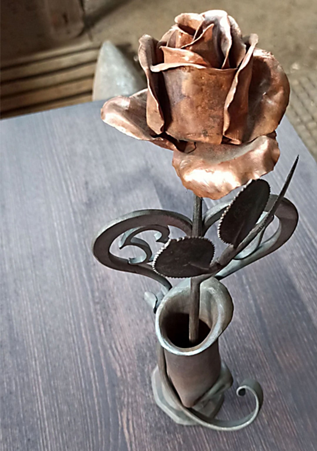 Eternal Copper Rose. Hand Forging. the Petals Are Forged From Real ...
